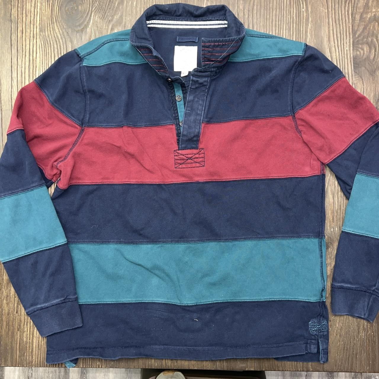 Fat Face Rugby Shirt. Navy/ red and green. Xl | Depop