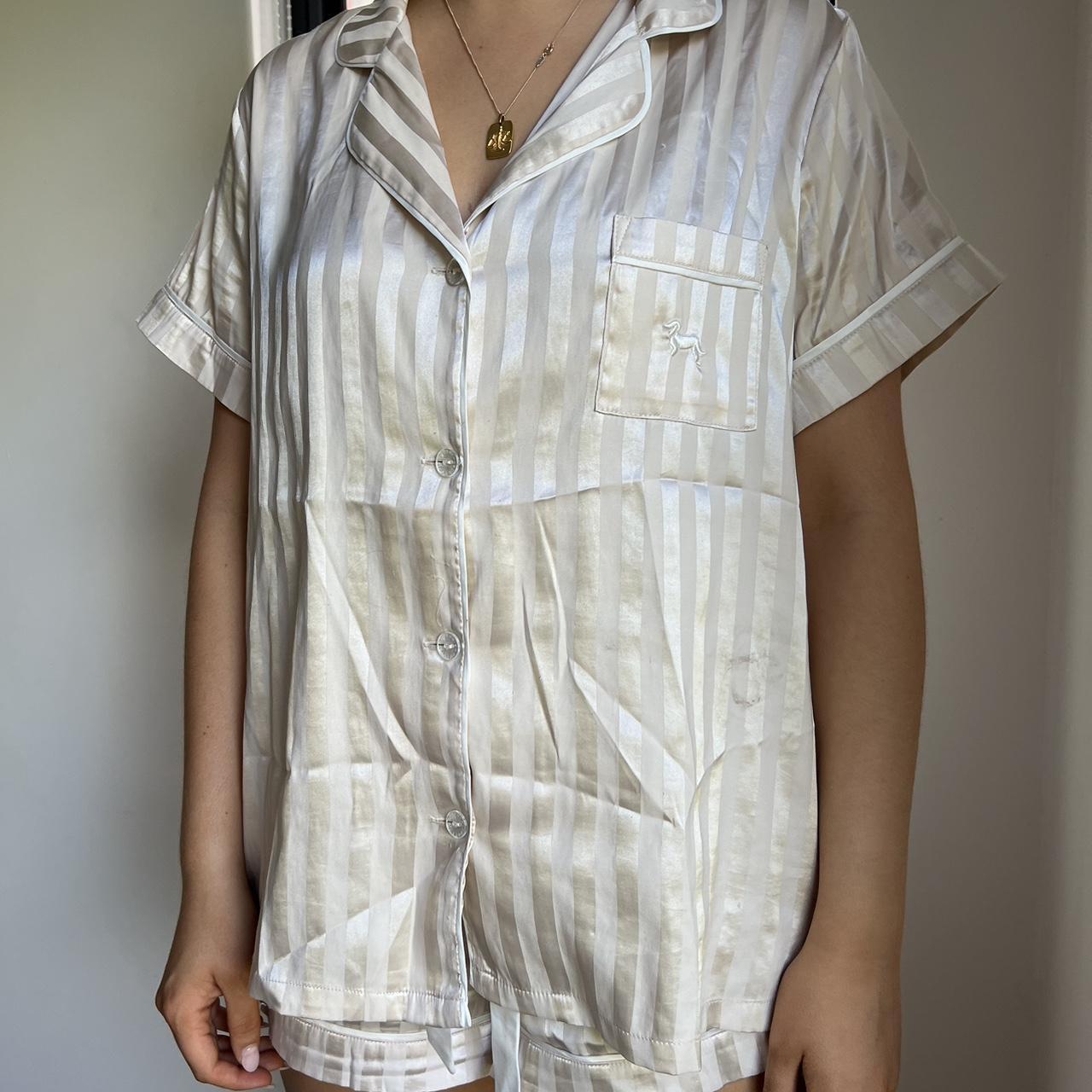 Peter Alexander Gold Stripe Chic Satin Pj Set Size... - Depop