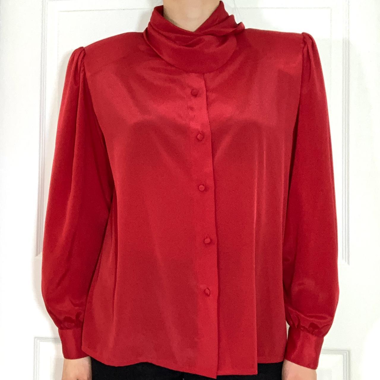 Bright red super light weight vintage blouse. This... - Depop