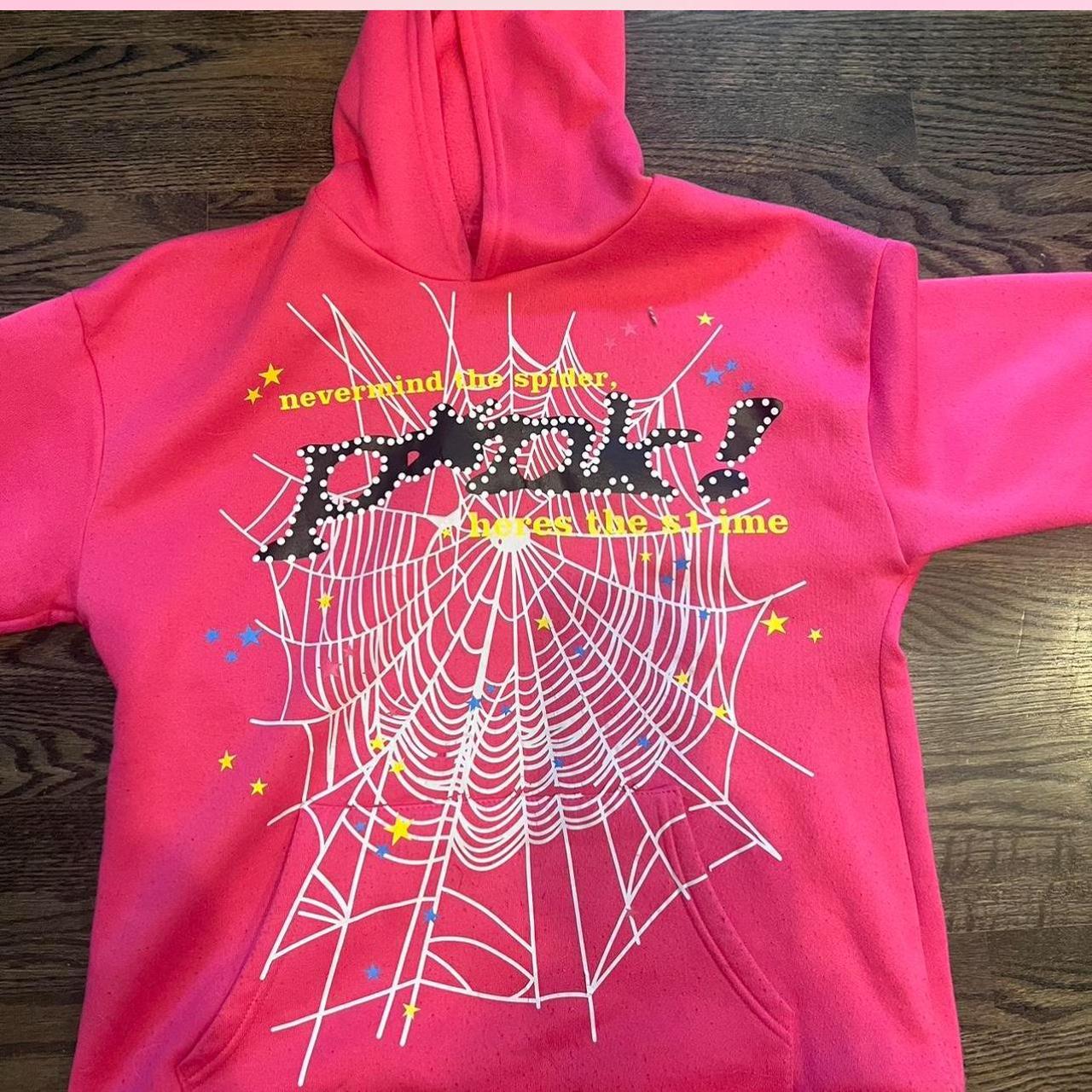 Pink Spider hoodie large - Depop