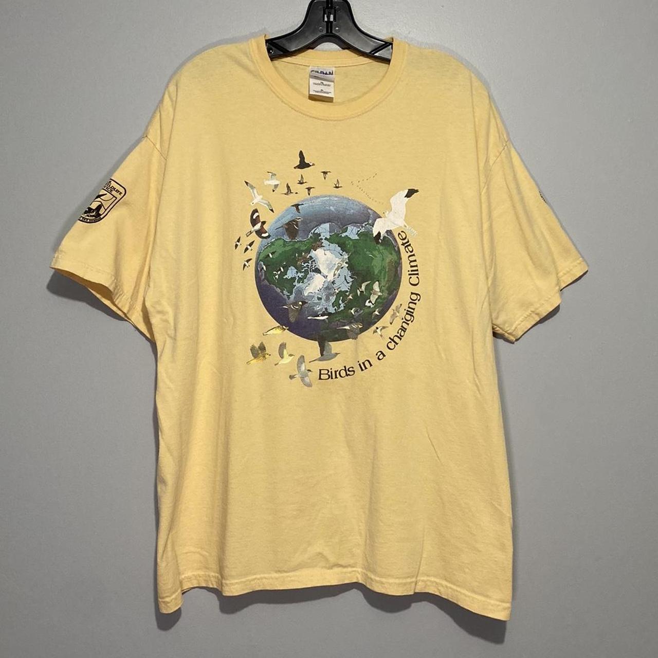 Vintage Y2K birds earth nature Tshirt. Birds in a... - Depop