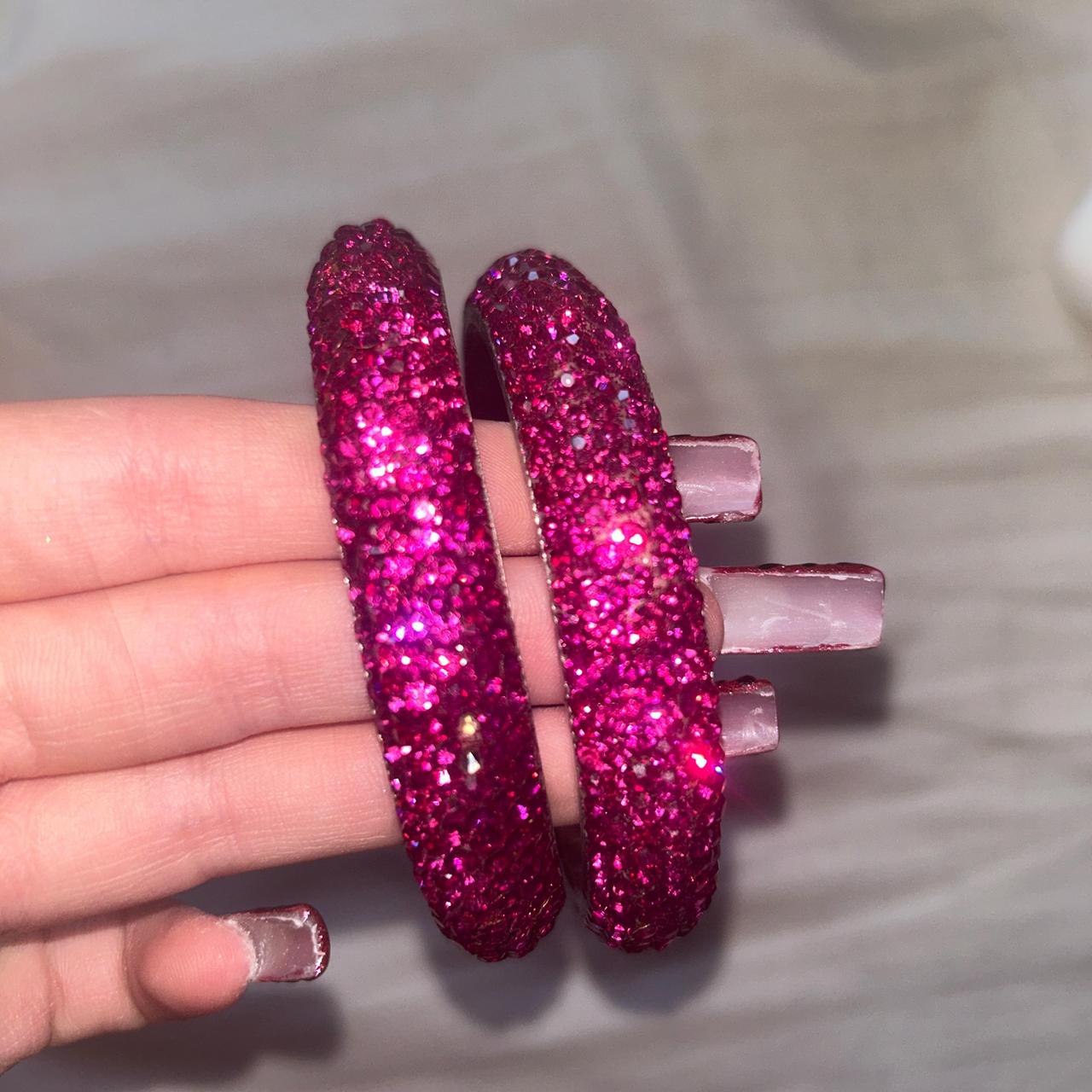 2 hot pink rhinestone bangles #mcbling #y2k #2000s - Depop