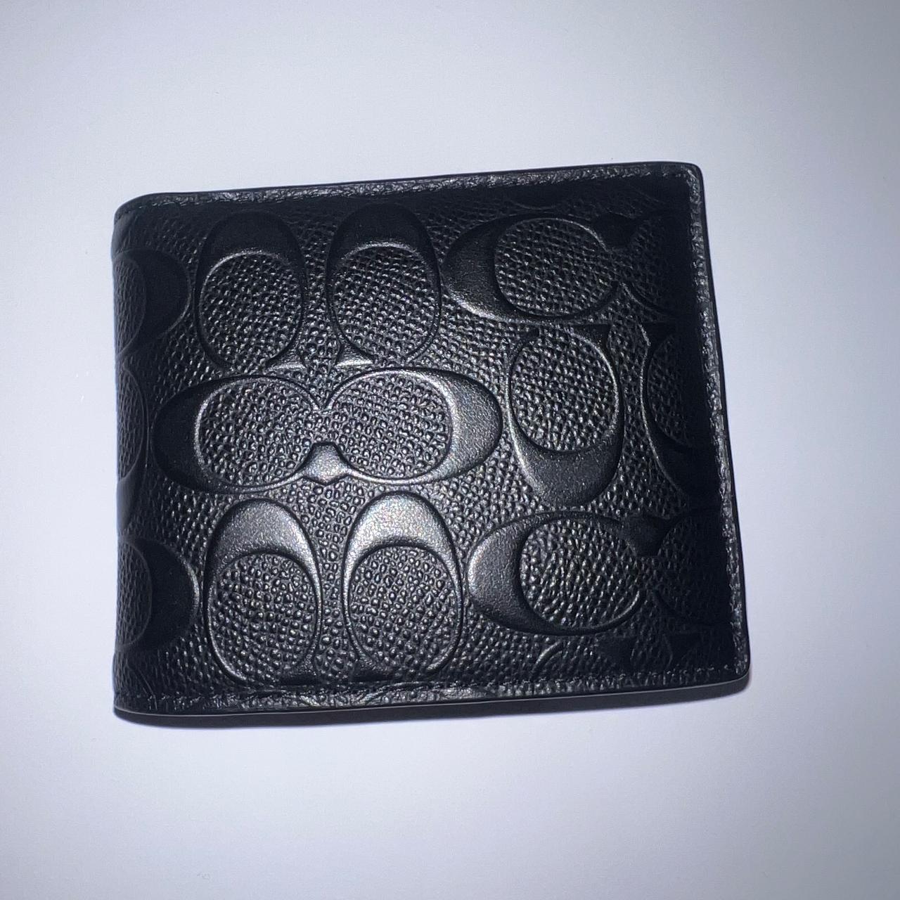 mens black leather coach wallet - Depop