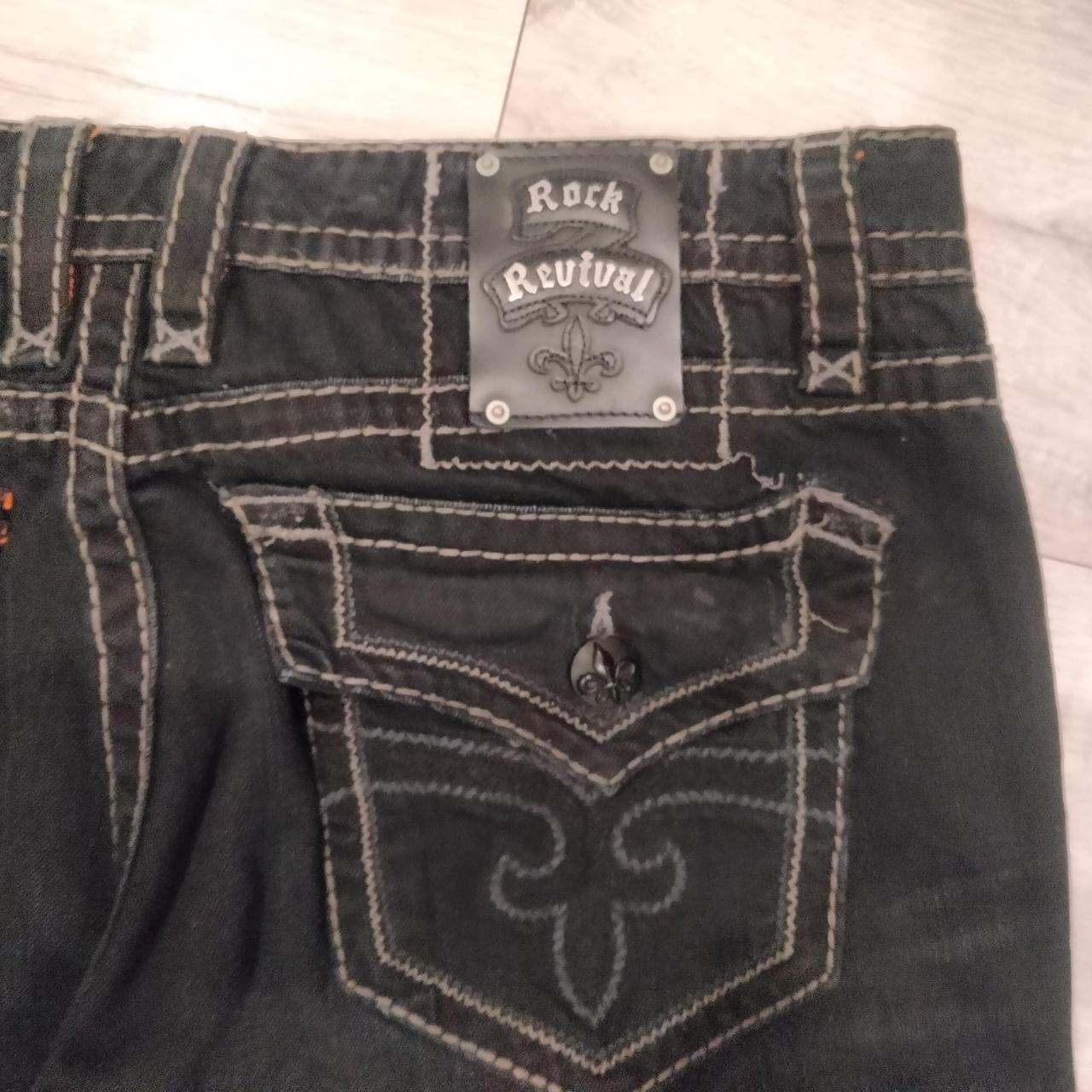 all black rock revival jeans waist 38 jimmy straight... - Depop