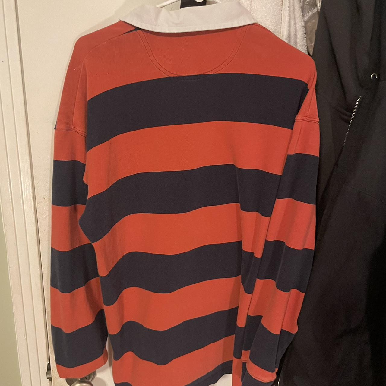 Orange and navy heavyweight rugby shirt - Depop