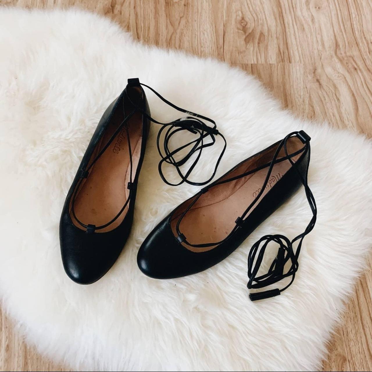 Madewell Black Leather Inga Lace Up Flats Good... - Depop