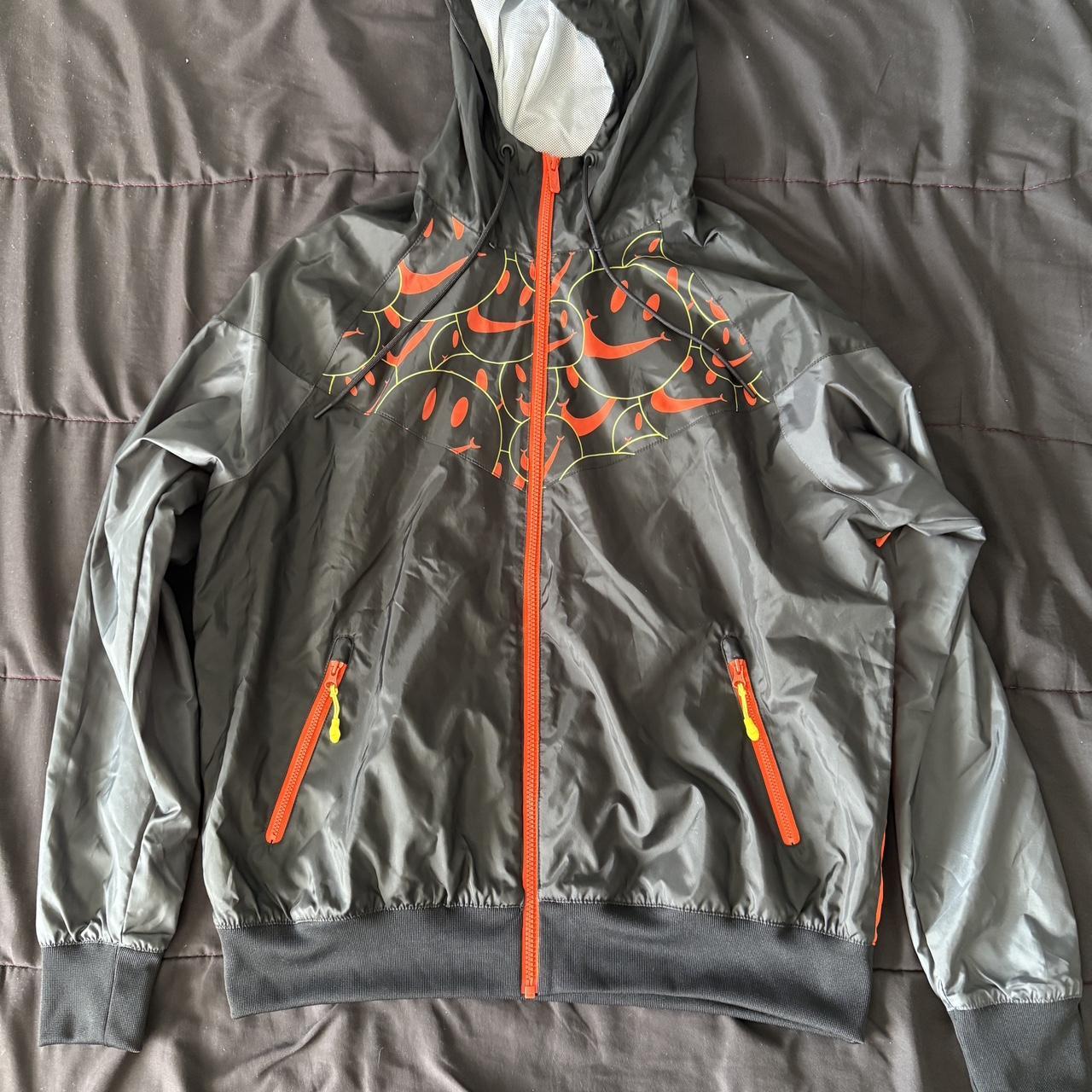 Black and orange Smiley face Nike windbreaker... | Depop