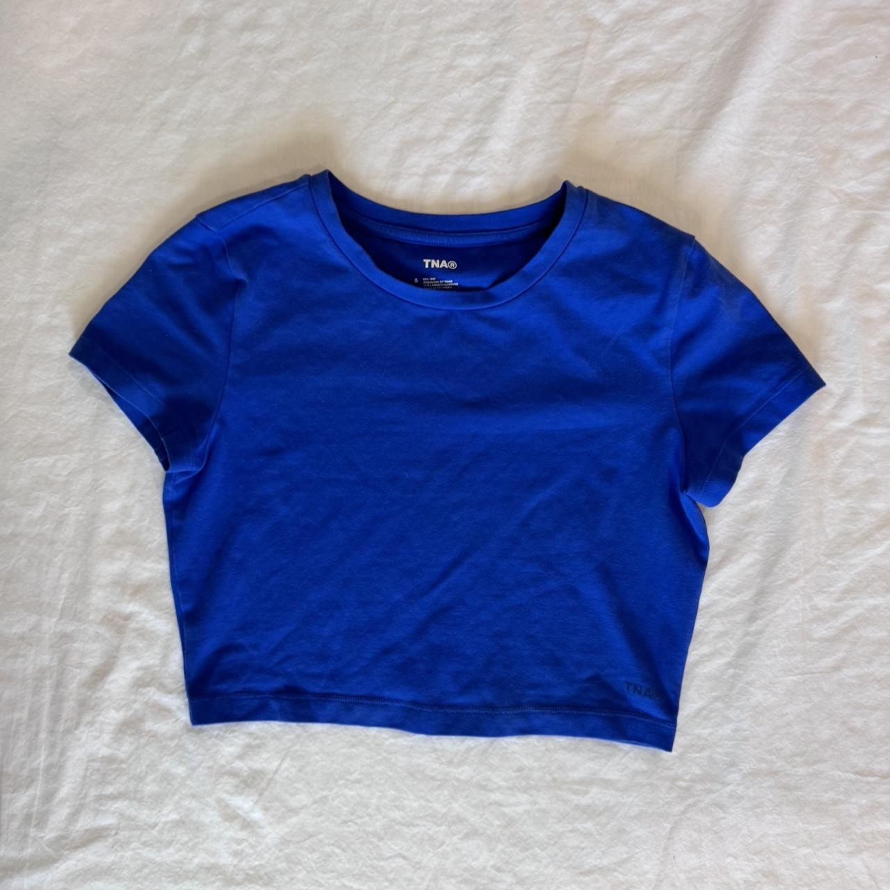 Aritzia Tna Cropped Blue Top No Flaws Not Available... - Depop