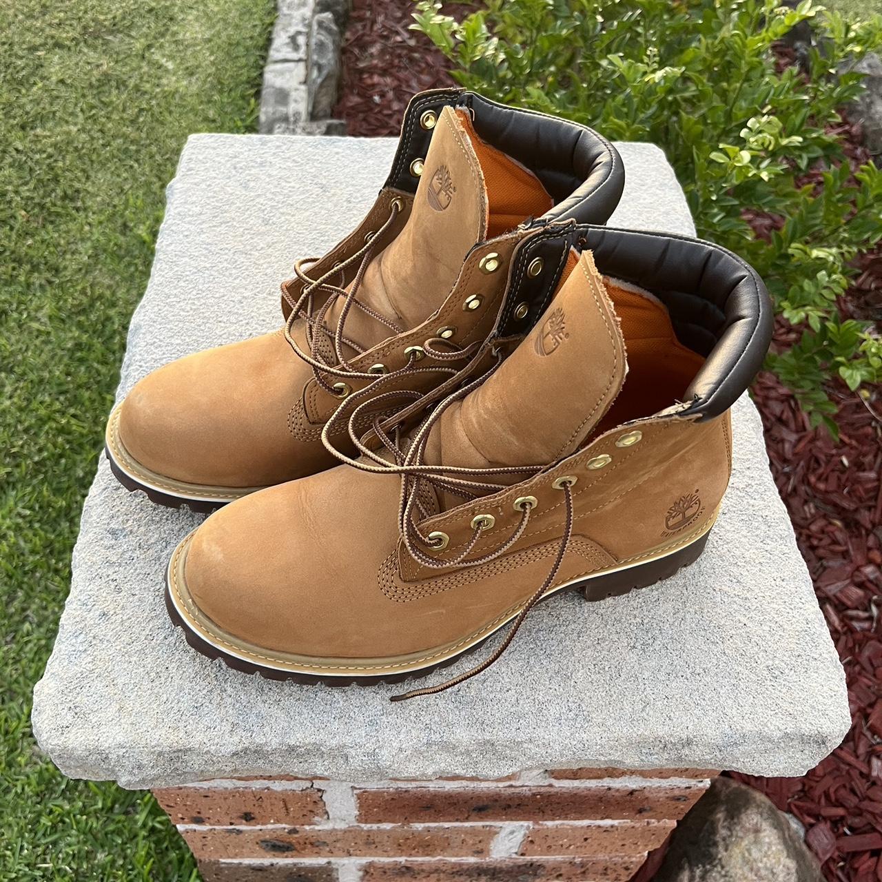 Tan Timberland Boots, barely worn and good condition. - Depop