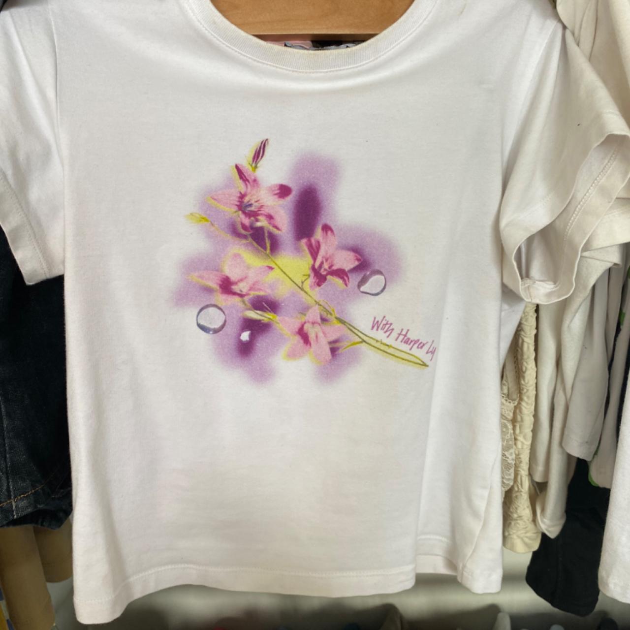 with harper lu baby tee size small a few stains but... - Depop