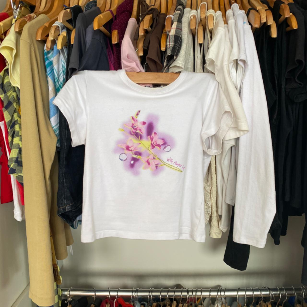 with harper lu baby tee size small a few stains but... - Depop