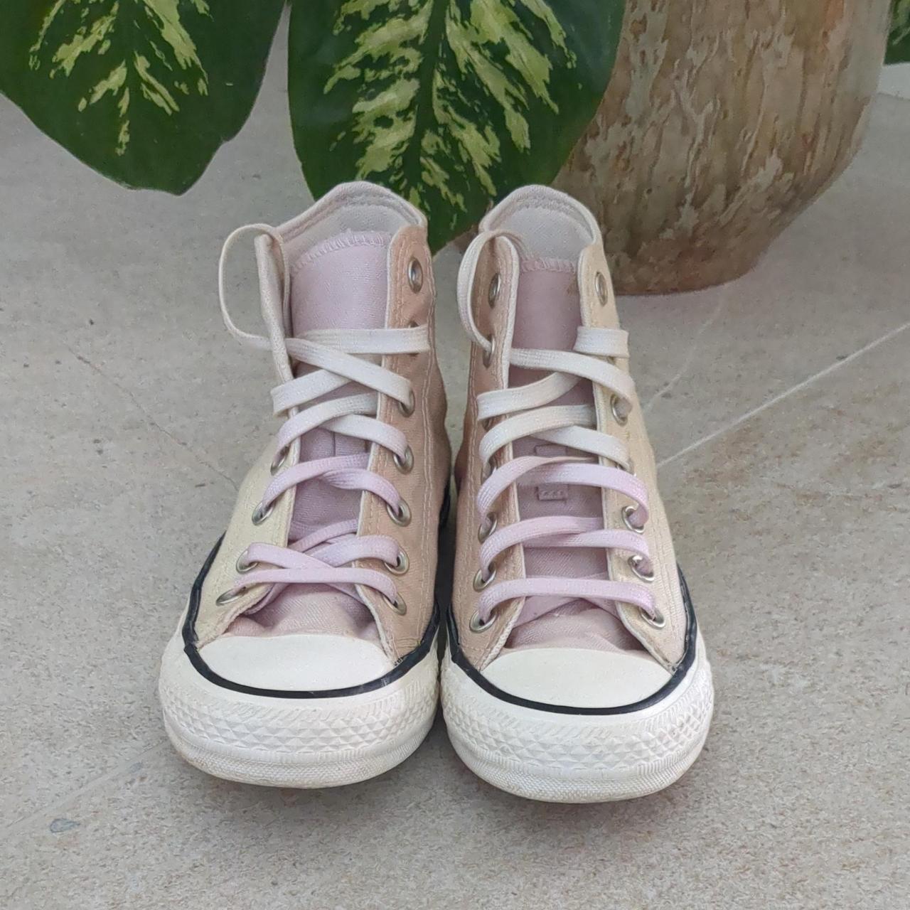 Womens/girls pink and cream converse (size 4) - Depop