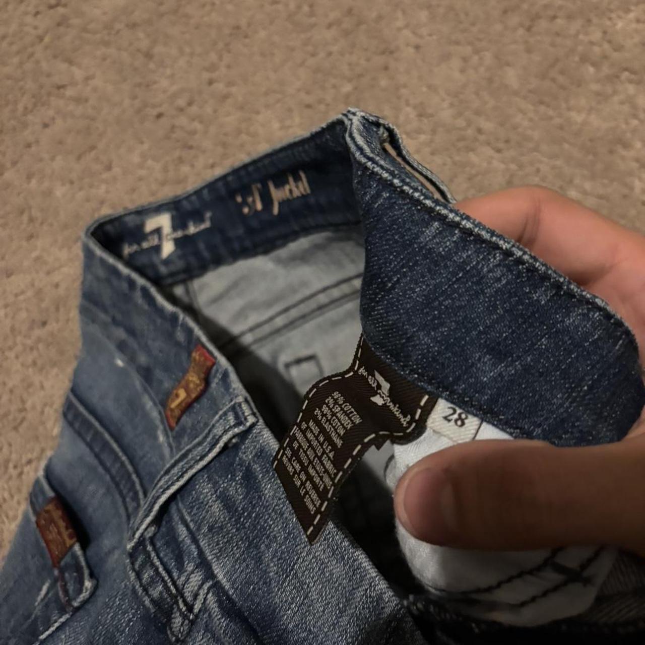 blue pair of japanese style flared jeans with a nice... | Depop