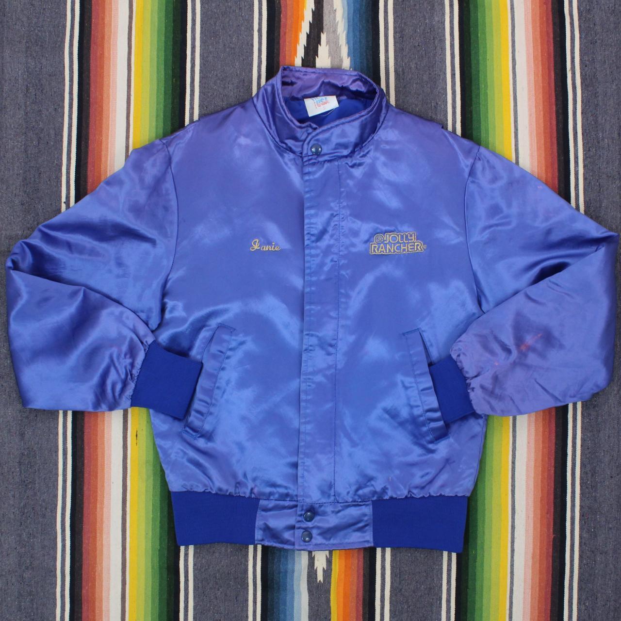 Vintage Women's / Unisex 80s Blue Satin Jolly... - Depop