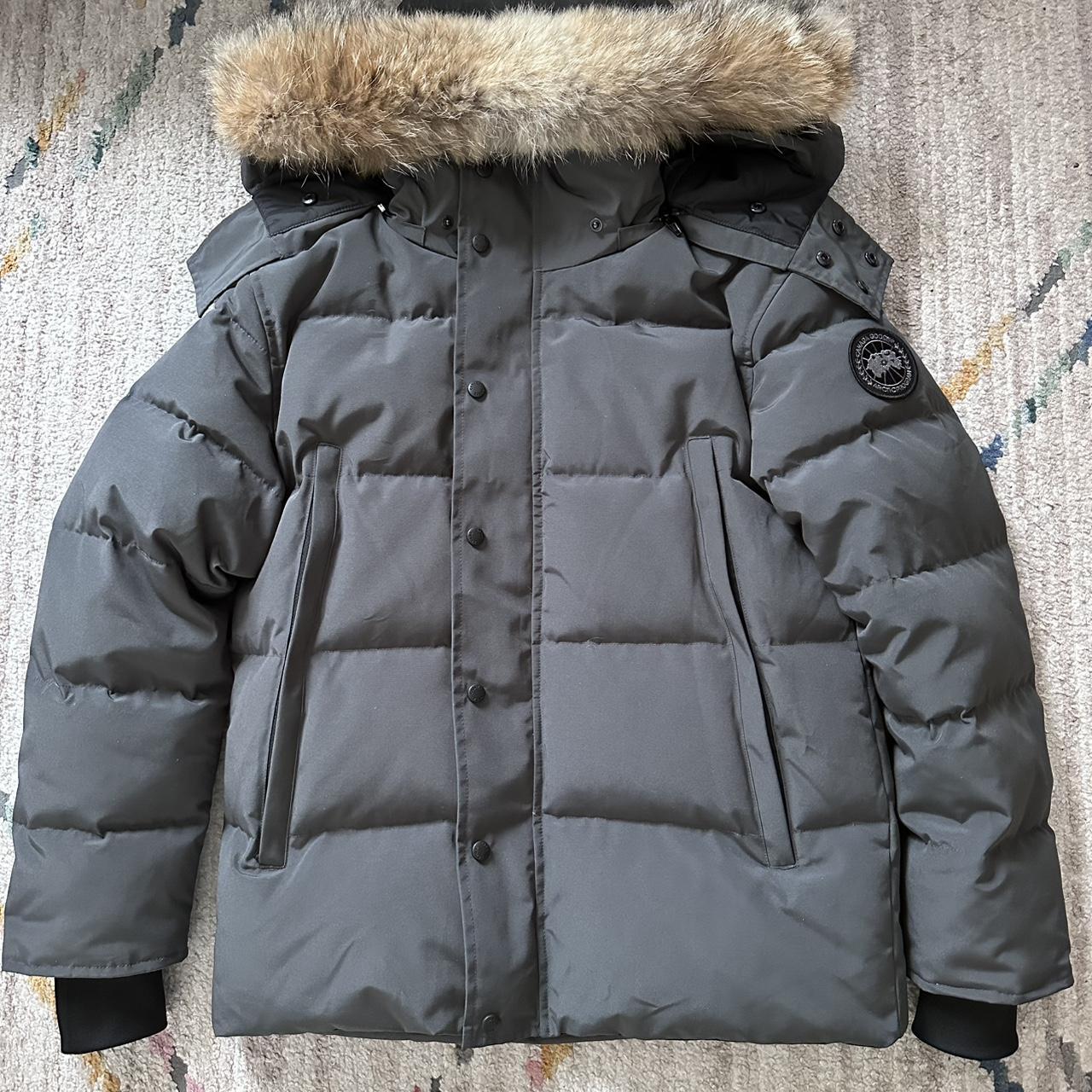 Grey Canada Goose Wyndham Black Badge parka with... | Depop