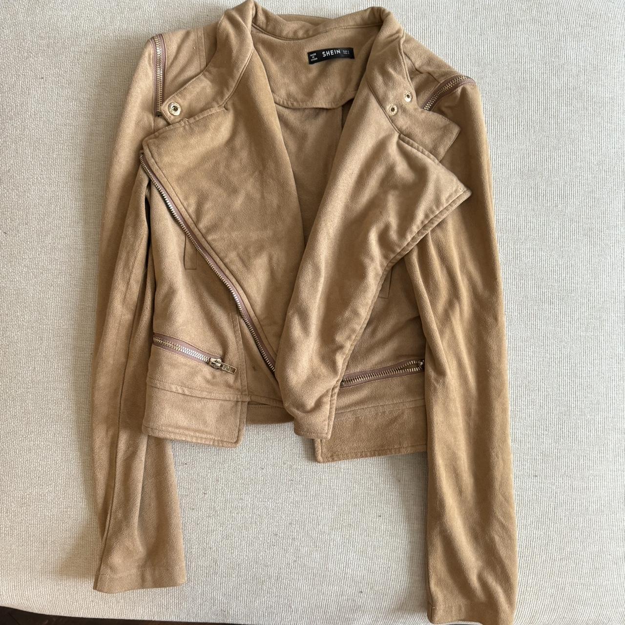 SHEIN tan suede motto jacket Worn a few times to... | Depop