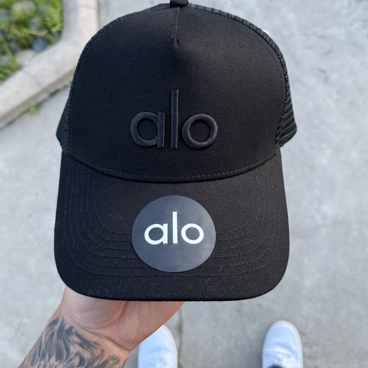 Black Alo Yoga trucker hat #yogalife BRAND... | Depop