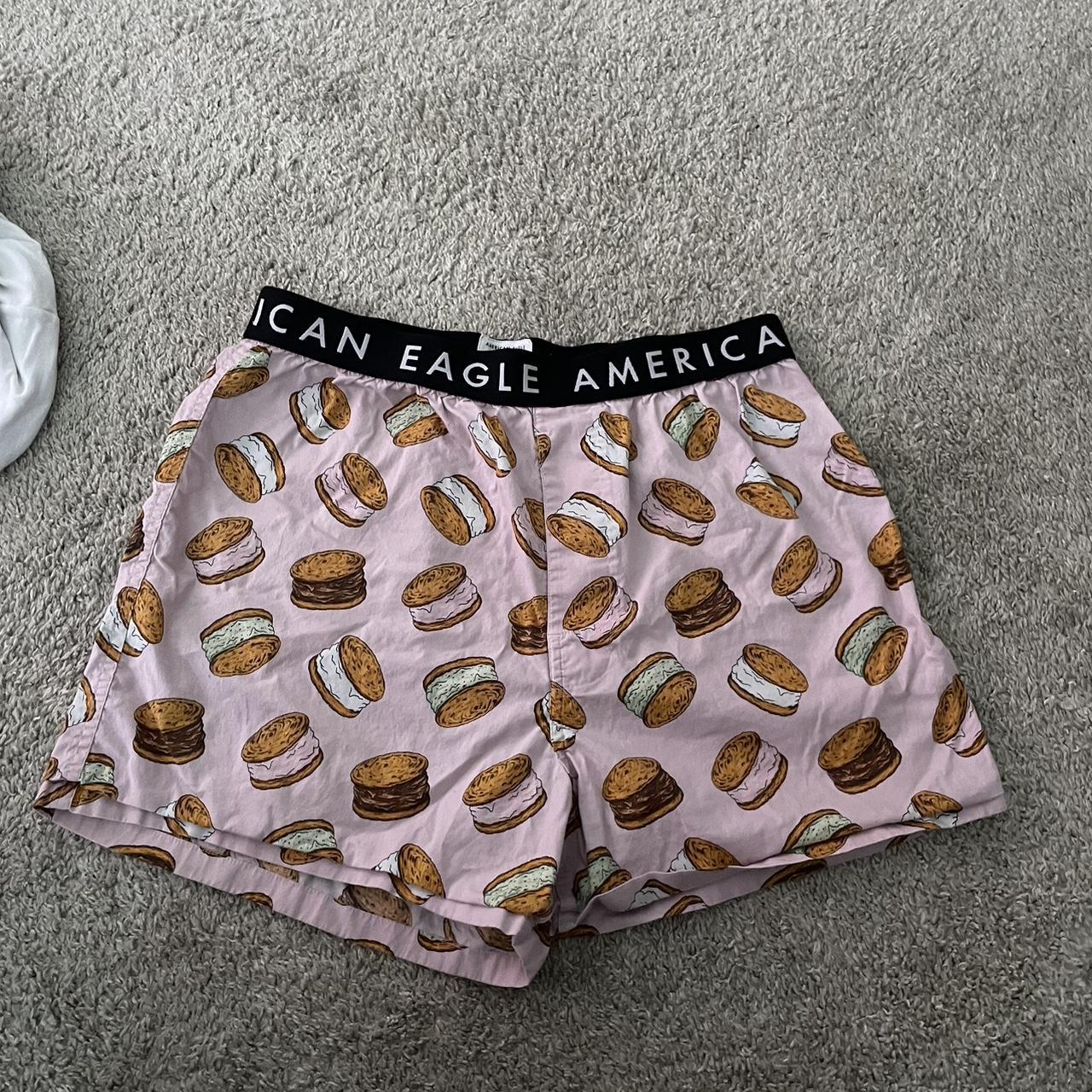 American Eagle pink and white ice cream boxers... | Depop