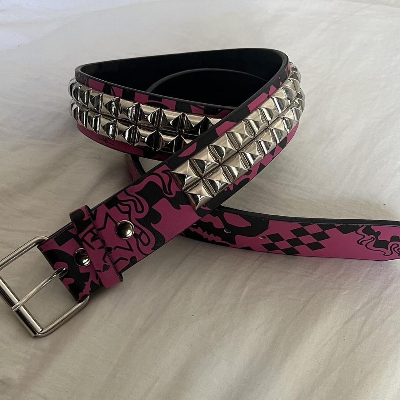 Pink and black 2 row studded belt Unisex the layers... - Depop