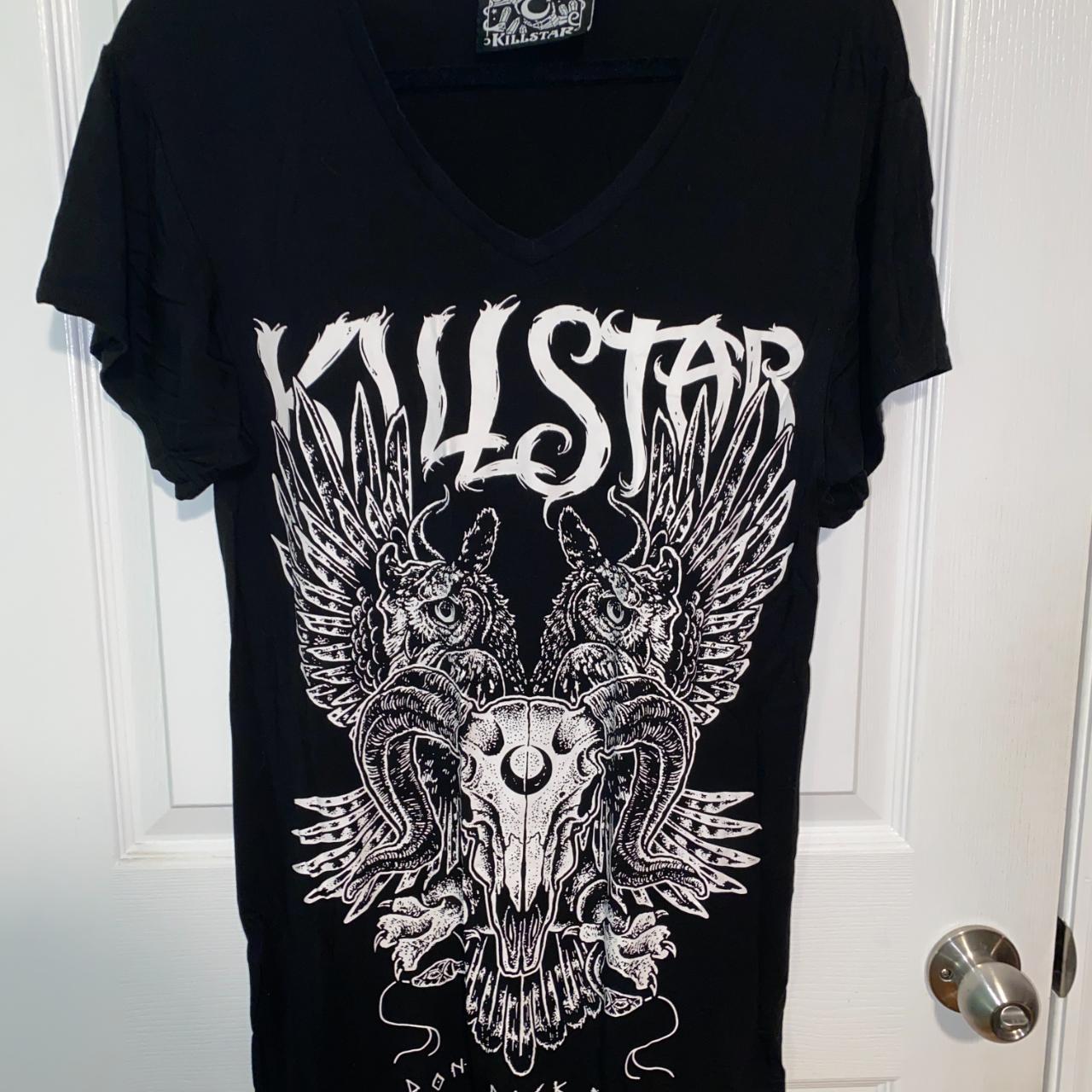 Killstar logo ram skull owls goth v-neck shirt - Depop