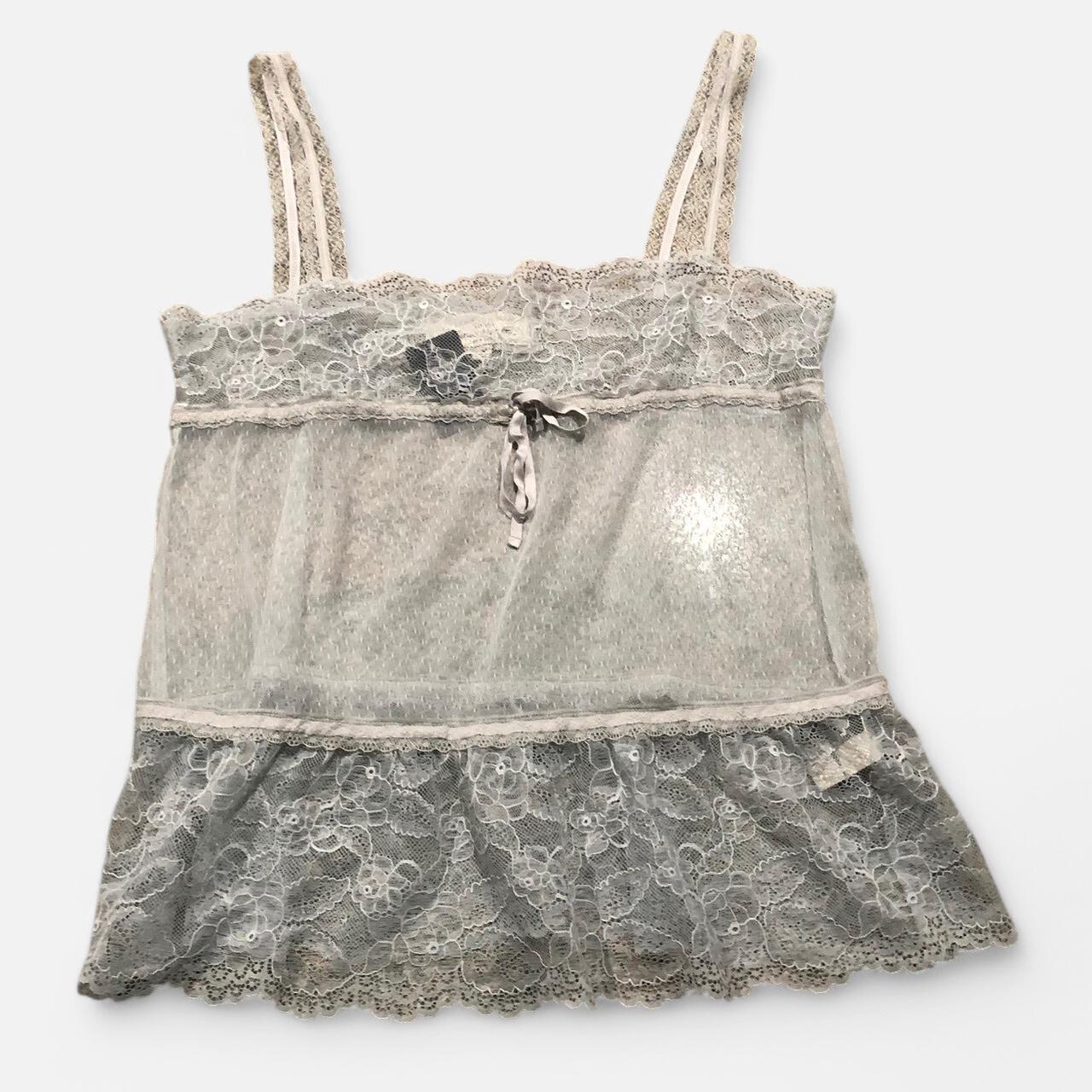 Gorgeous grey blue lace Abercrombie babydoll top... | Depop