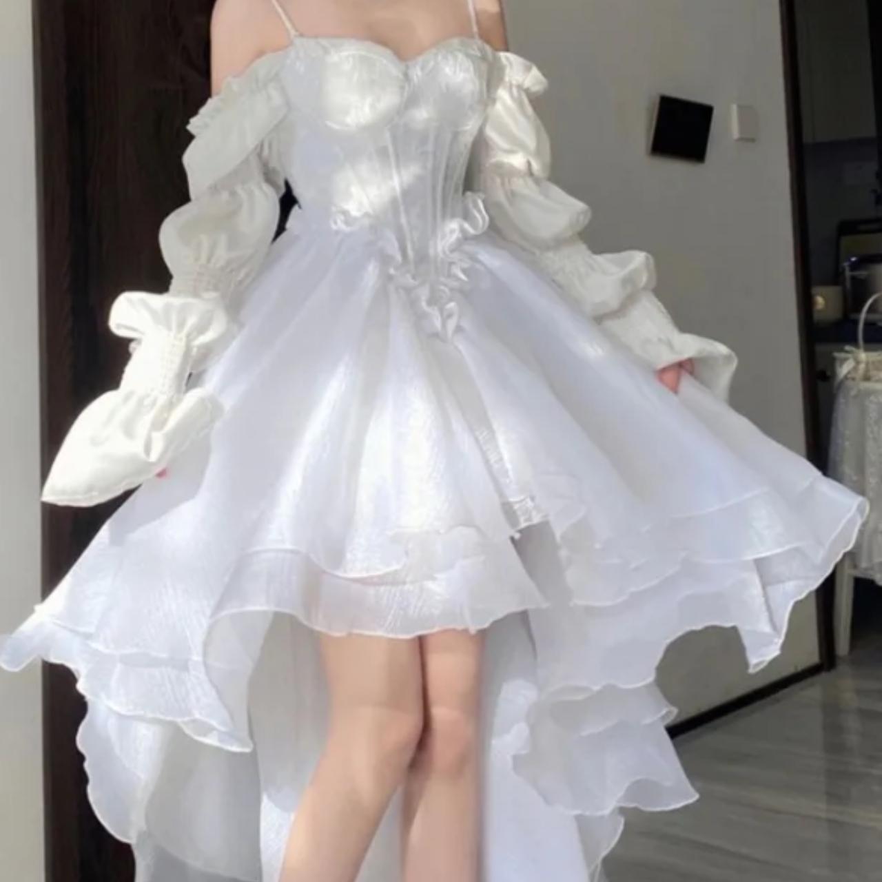 Elegant White Off Shoulder Fairy Dress Chic Princess... - Depop