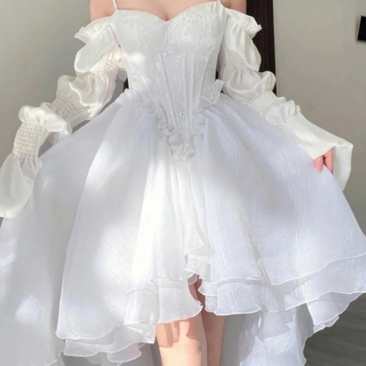 Elegant White Off Shoulder Fairy Dress Chic Princess... - Depop