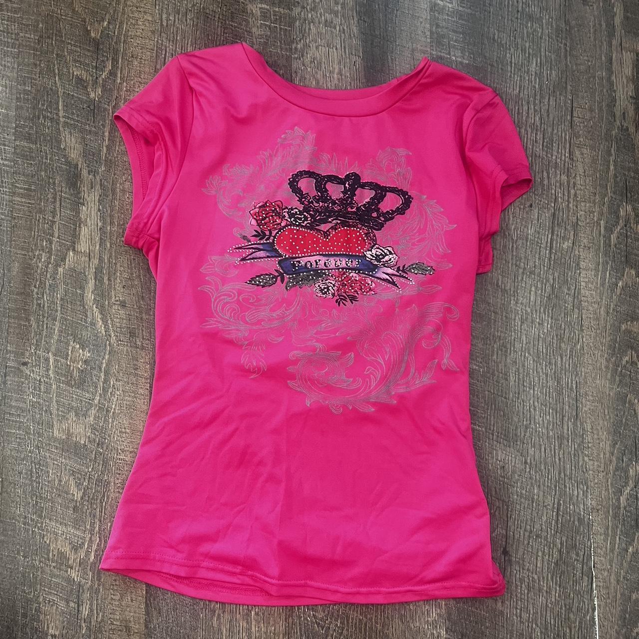 Y2K hot pink dry fit shirt - Depop