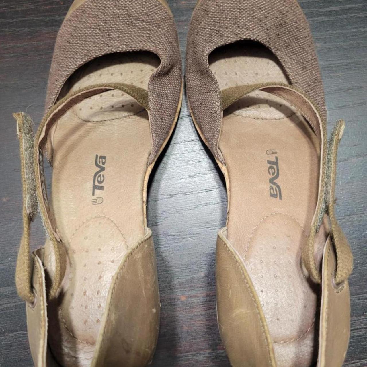 Teva Riviera Cork Wedge Heel Sandals Closed Toe... - Depop