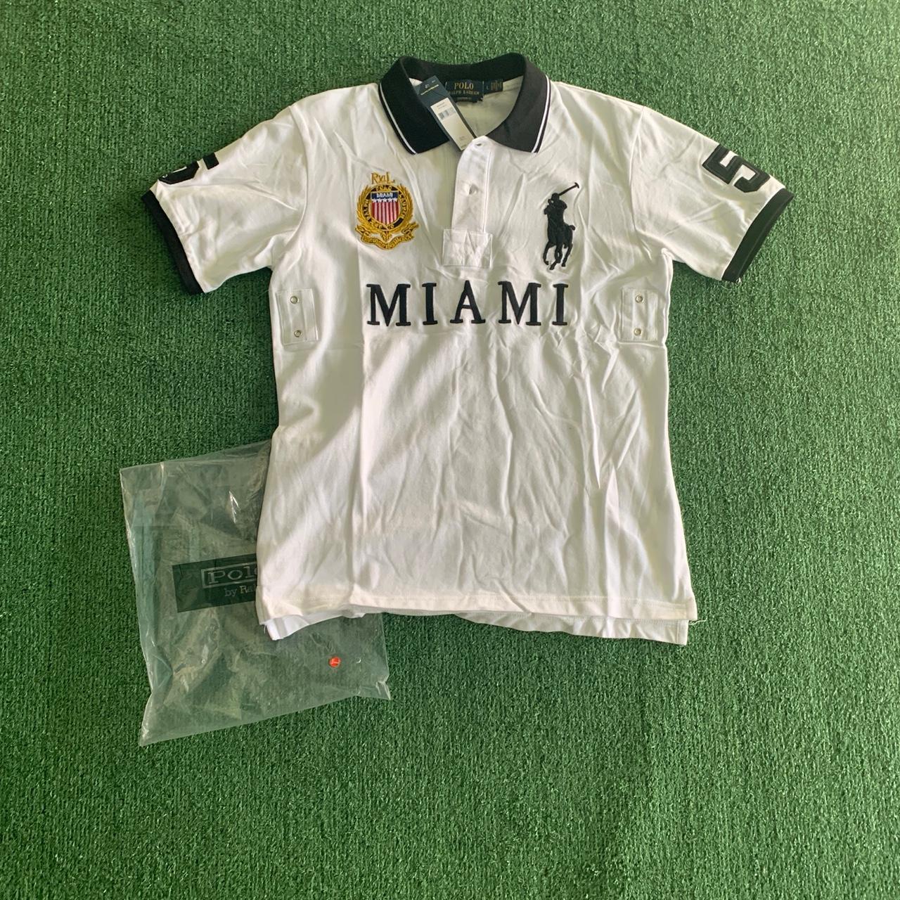 White Polo Ralph Lauren Miami polo shirt size large... | Depop