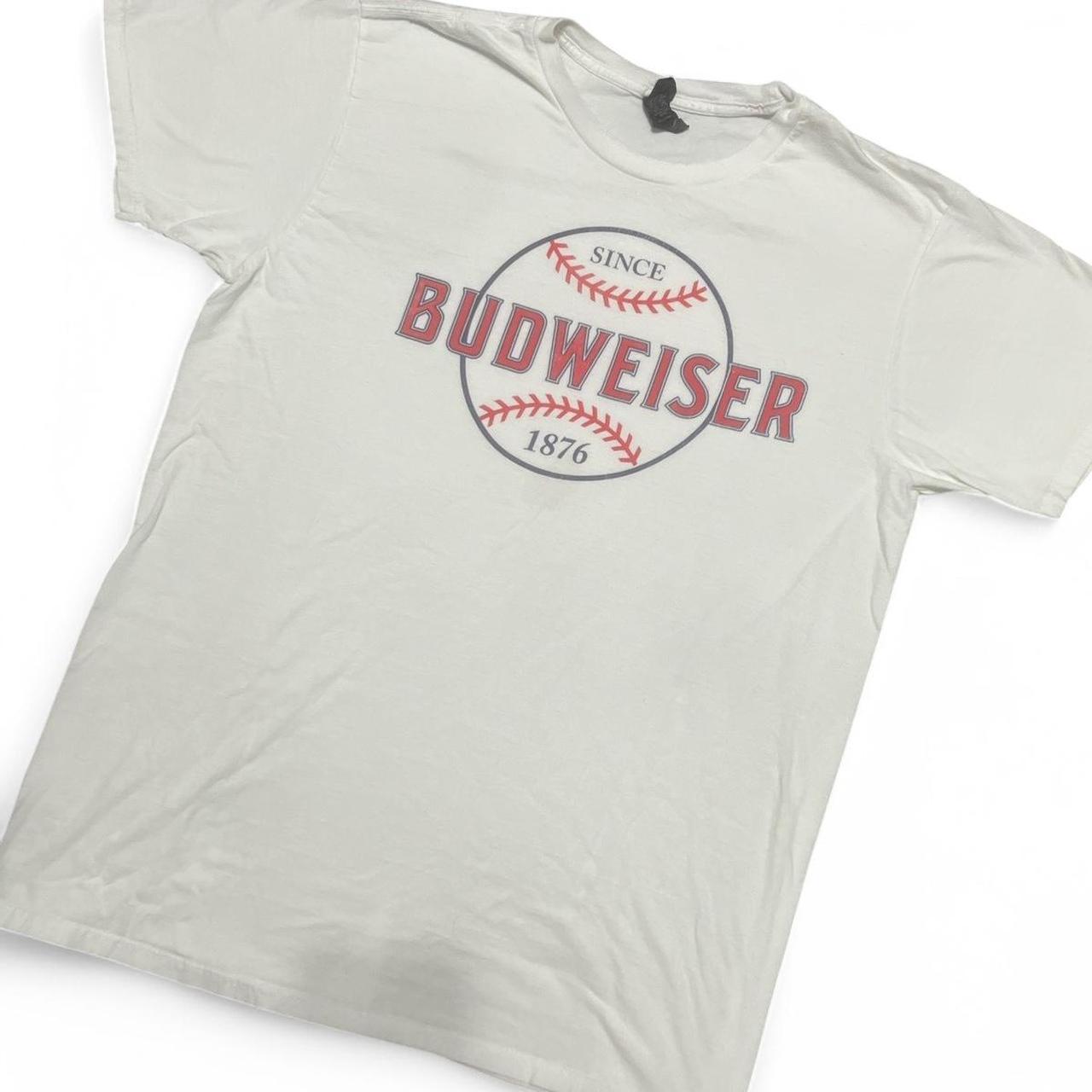 White and red vintage style 1876 Budweiser baseball... | Depop