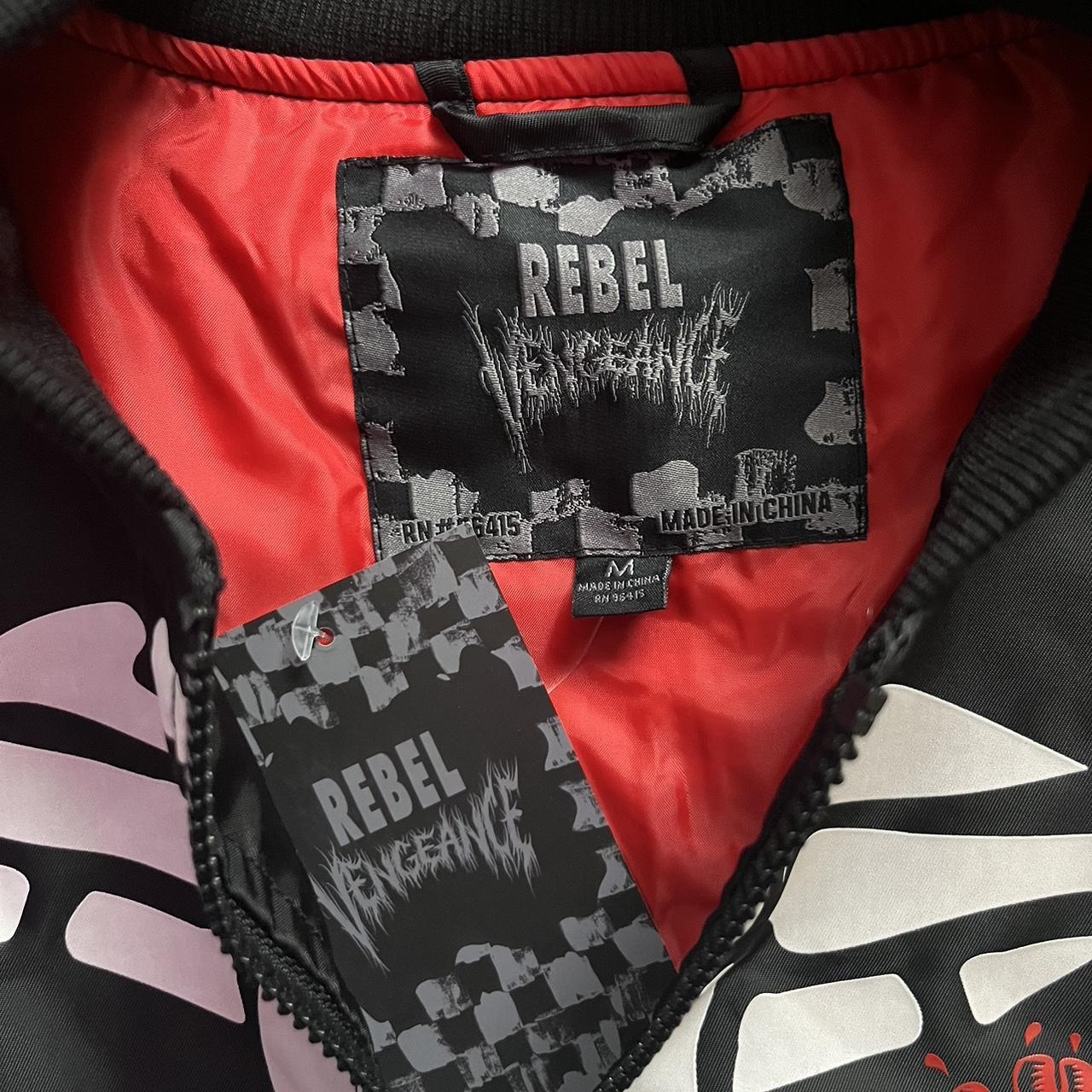 rebel vengeance skeleton bomber jacket never worn,... - Depop