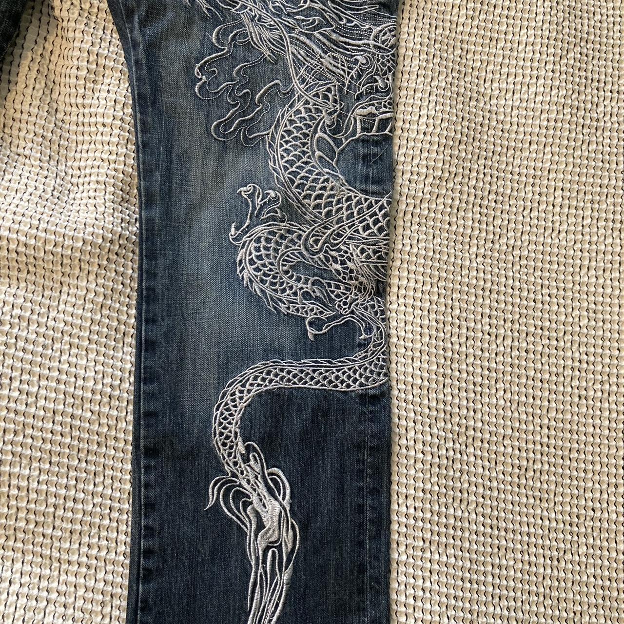 Rare Japanese Vintage Embroidered Jeans Beautiful... - Depop