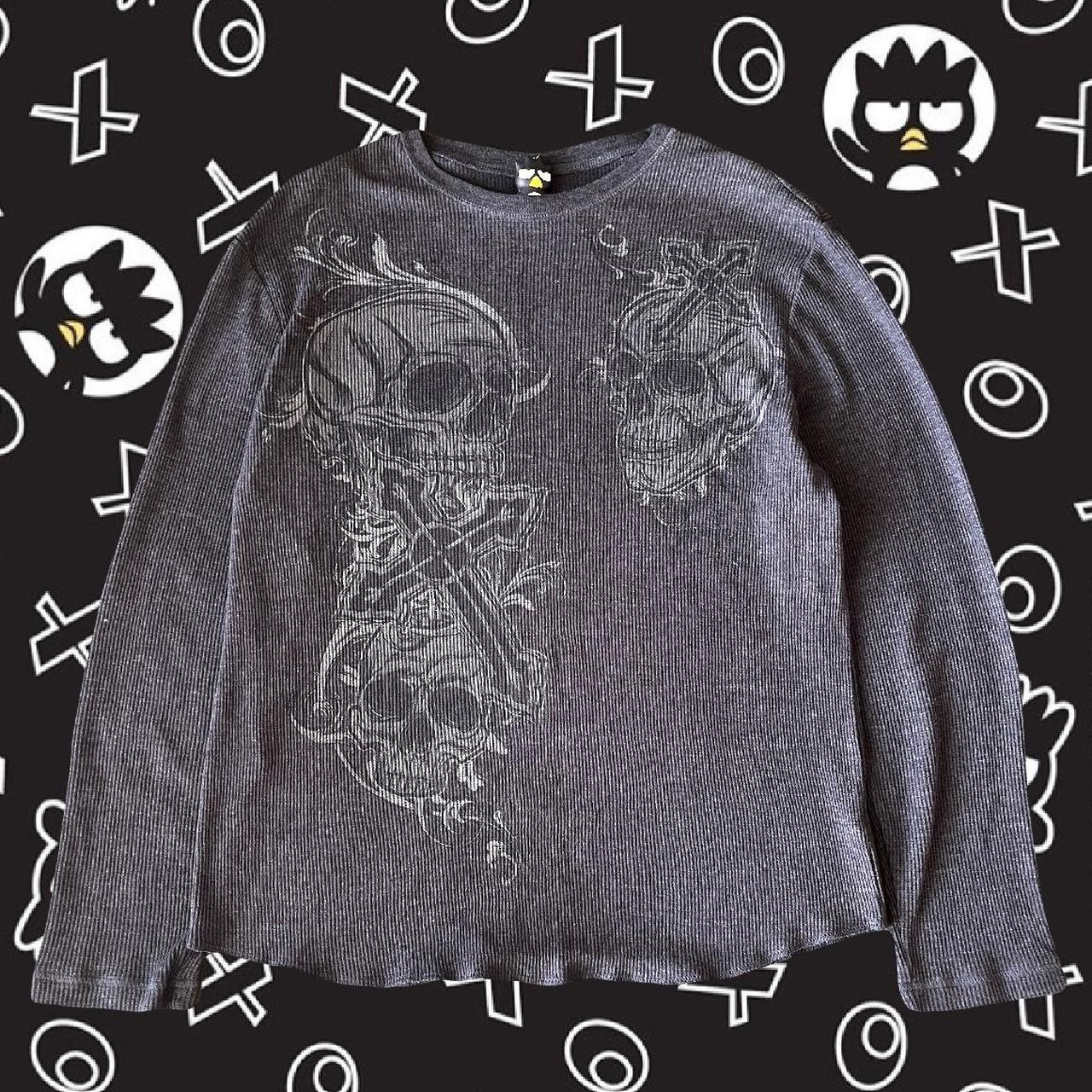 GRUNGE EMO Y2K 2000s SKULL FADED GLORY LONG SLEEVE... | Depop