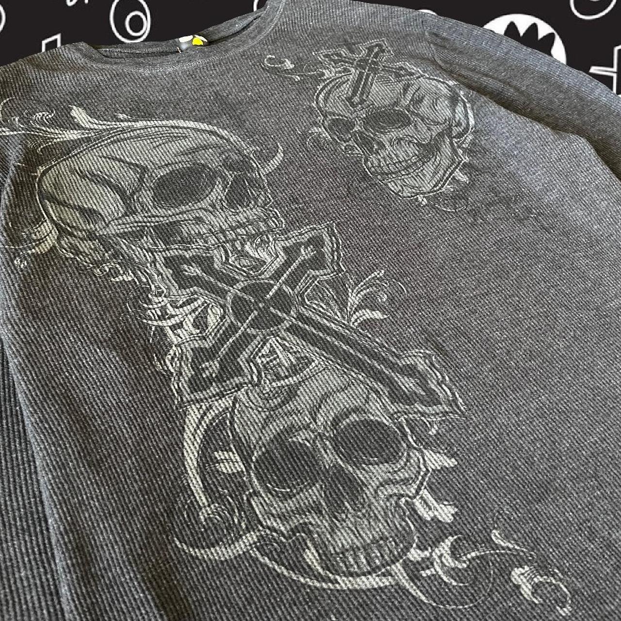 GRUNGE EMO Y2K 2000s SKULL FADED GLORY LONG SLEEVE... | Depop