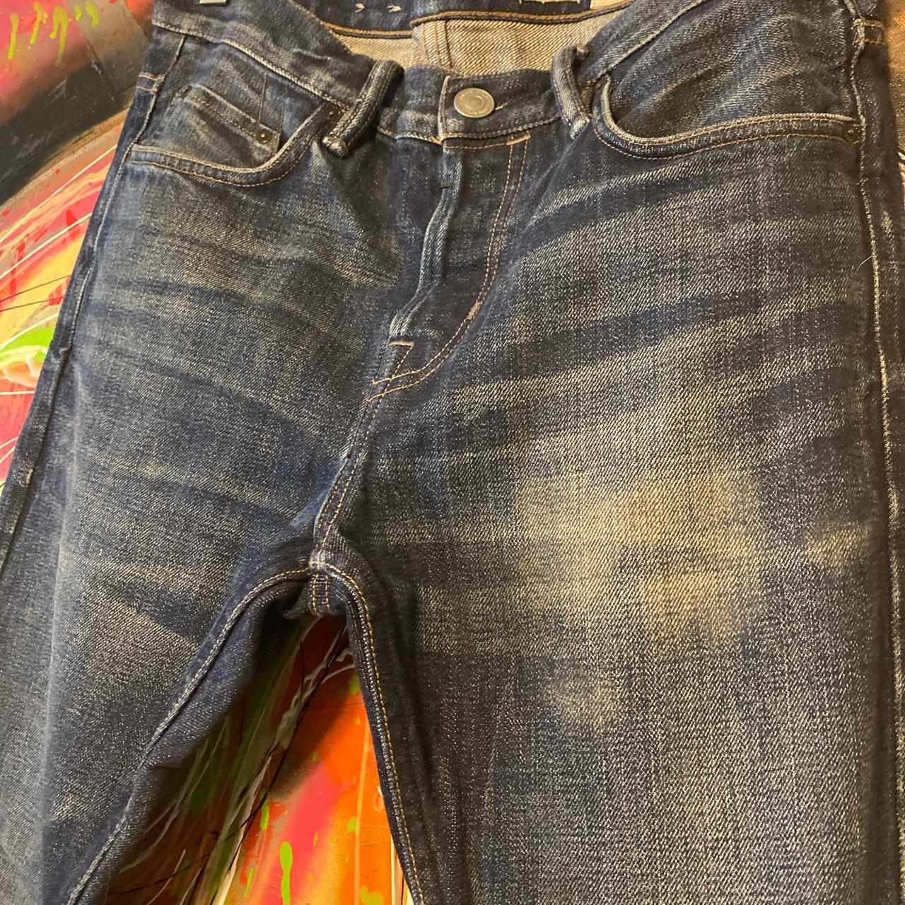 All Saints Japanese salvaged denim Indigo Never... - Depop