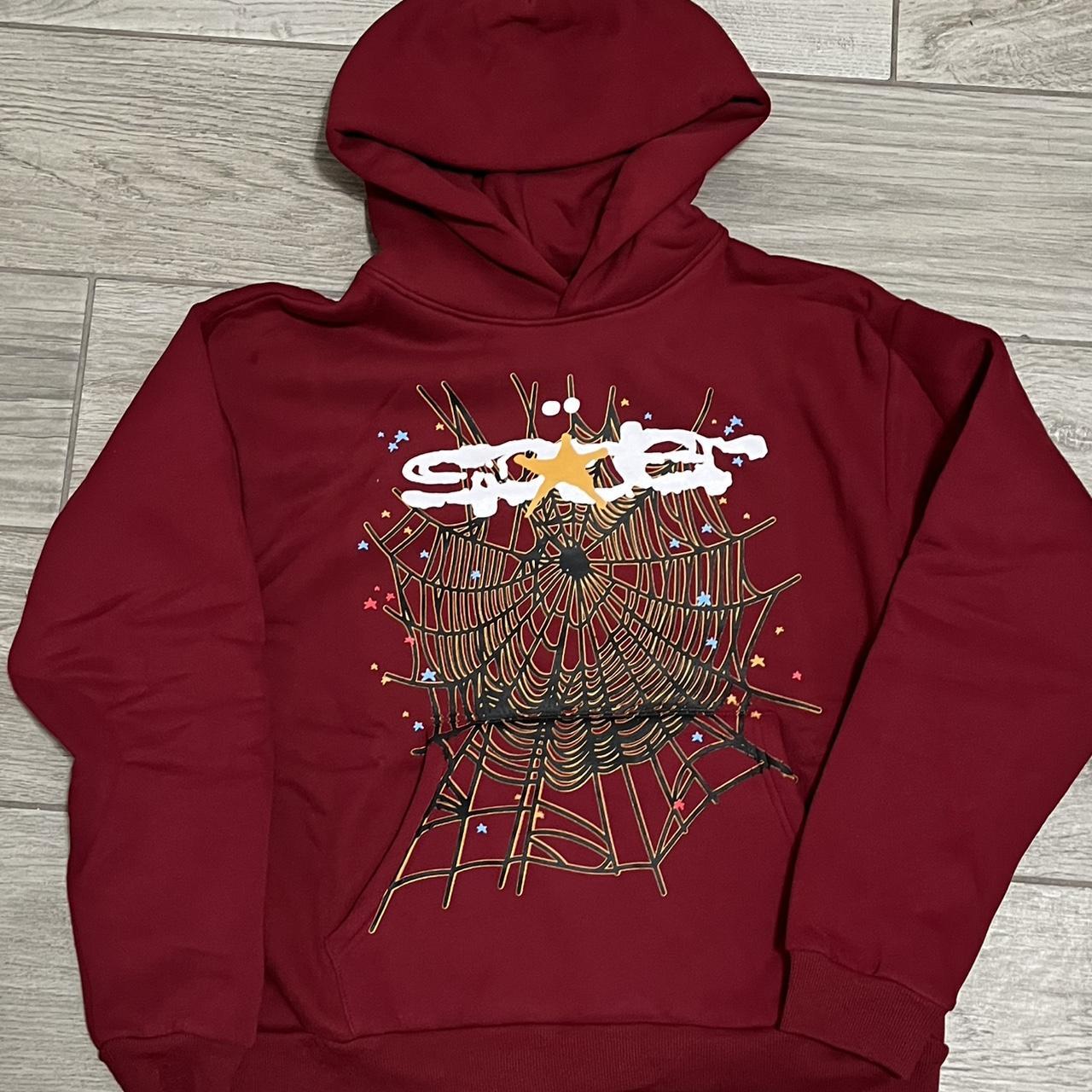 Sp5der Maroon Hoodie - Size M - Fits True to Size -... | Depop