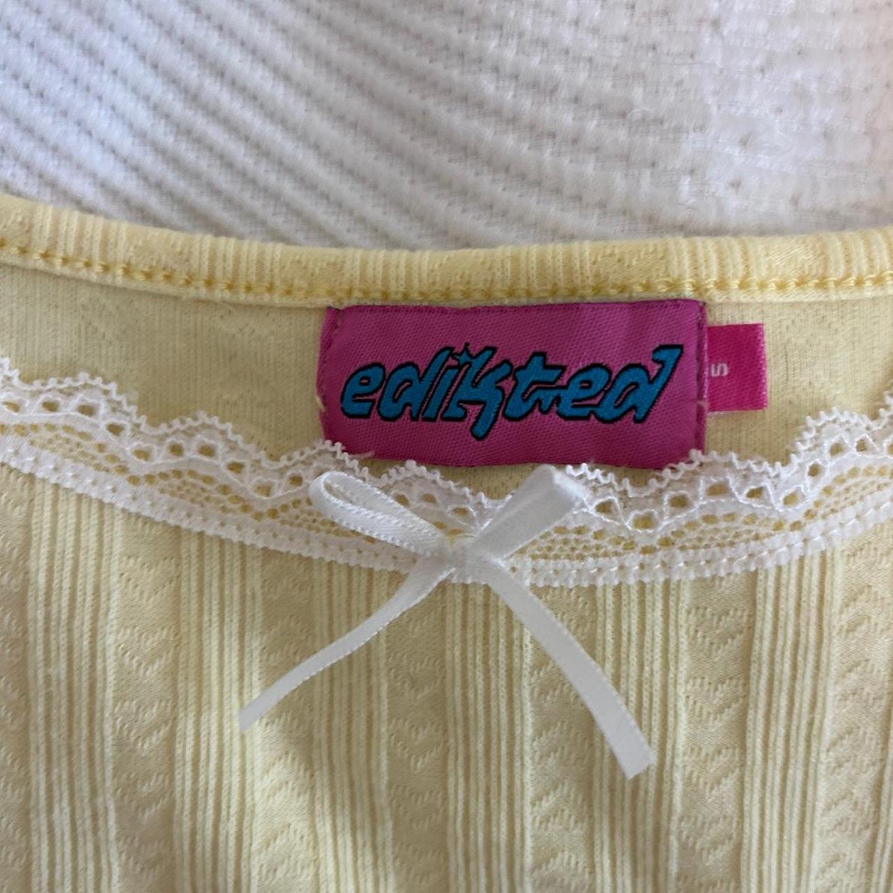 EDIKTED yellow pj set with tank and shorts size... | Depop