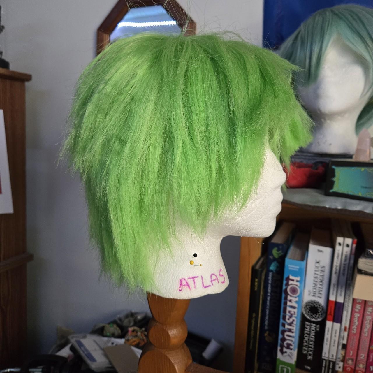half styled Green wig for cosplay, meant for basil... | Depop