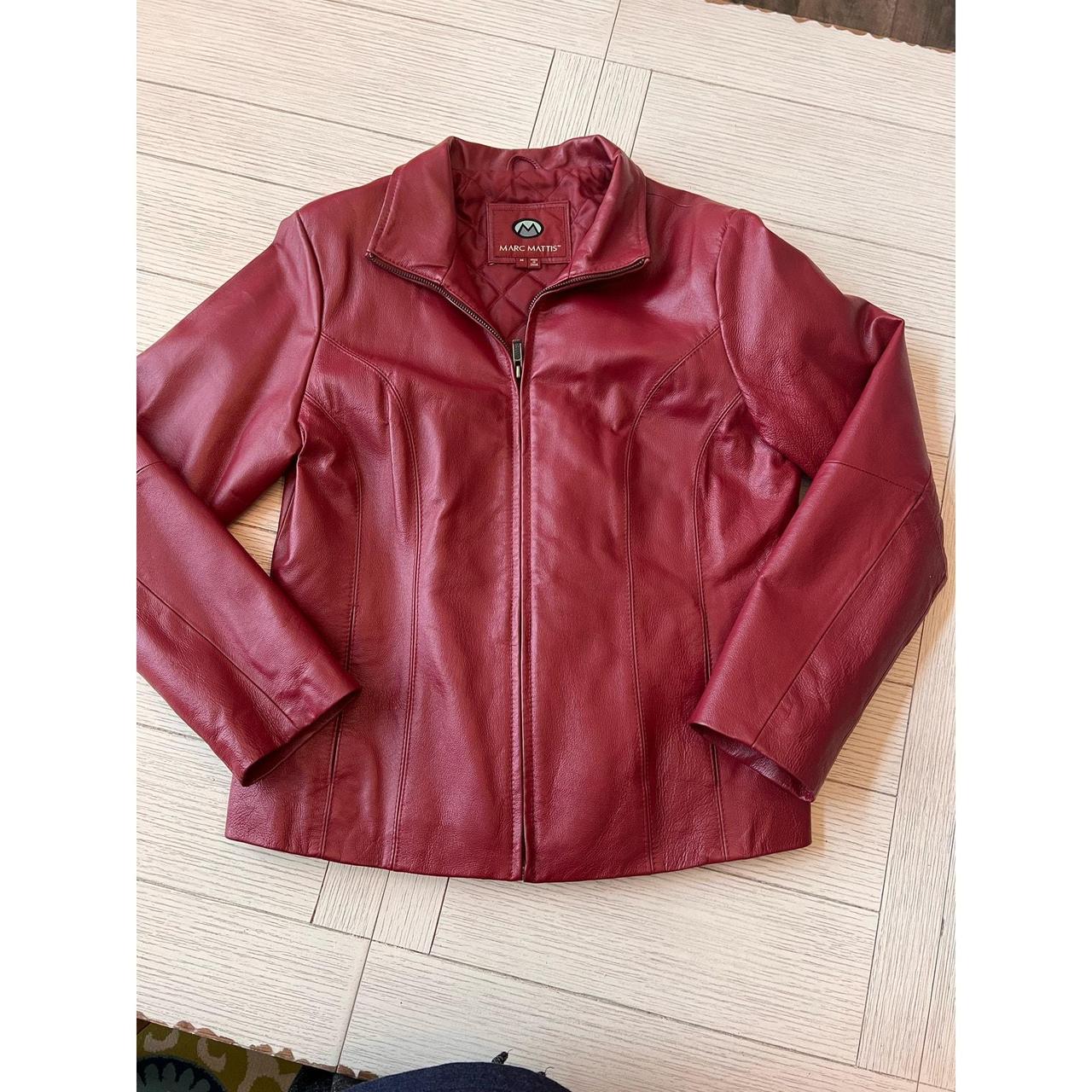 Marc Mattis ladies red leather zip up jacket, lined... - Depop
