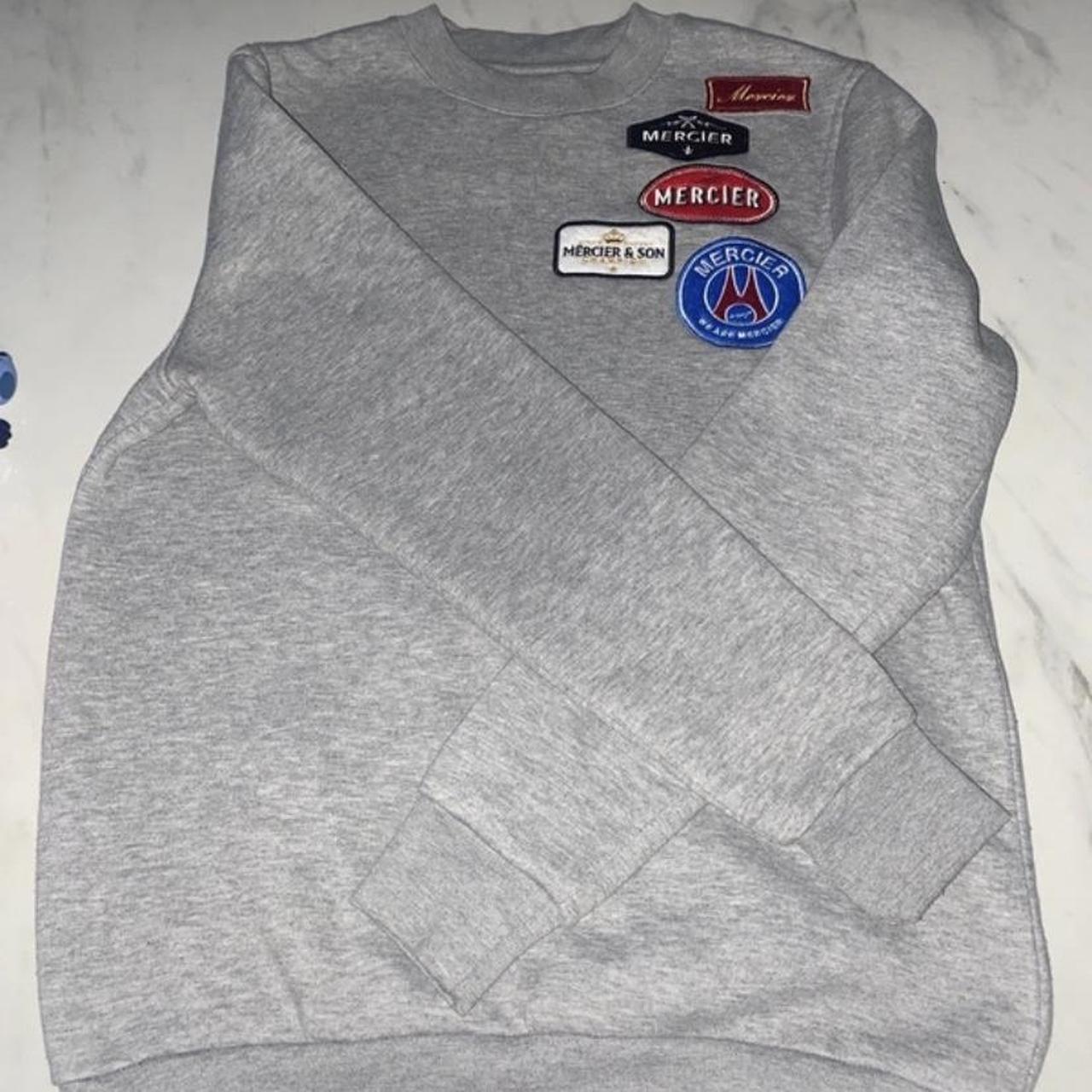 Grey mercier jumper smoke free home small stain... - Depop