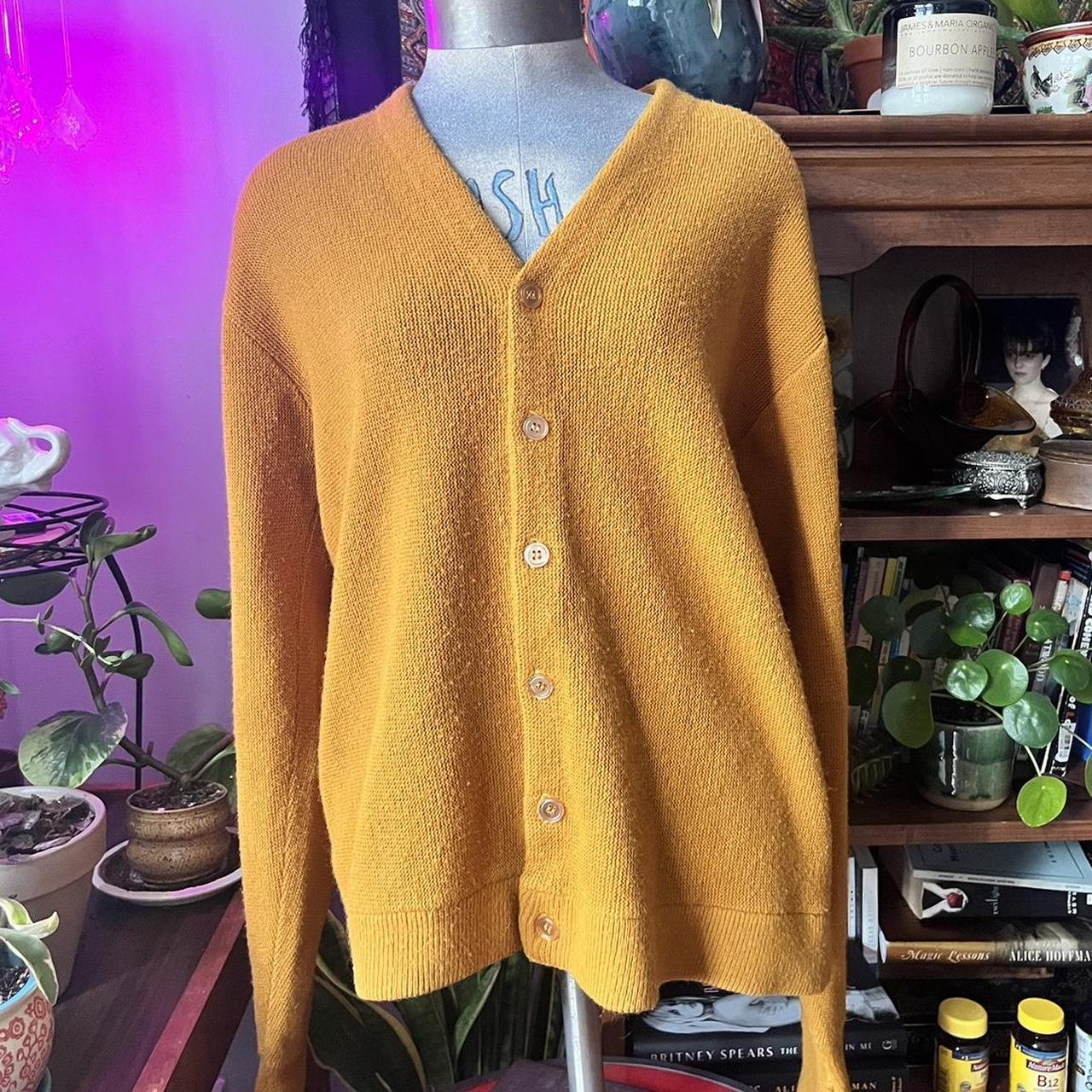 Vintage 1960’s cardigan Mustard yellow, button up.... - Depop