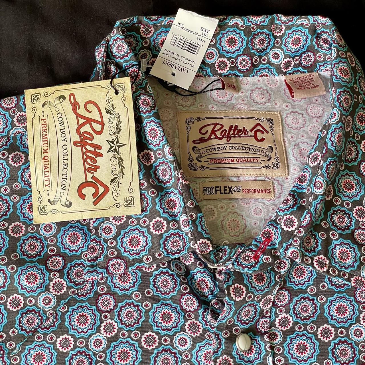 New With Tags Rafter C Western Pearl Snap Cowboy... - Depop