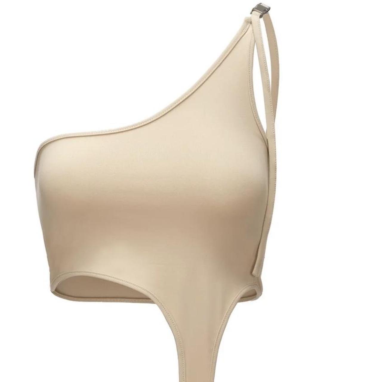 nude one shoulder strap top wth adjustable hardware... - Depop