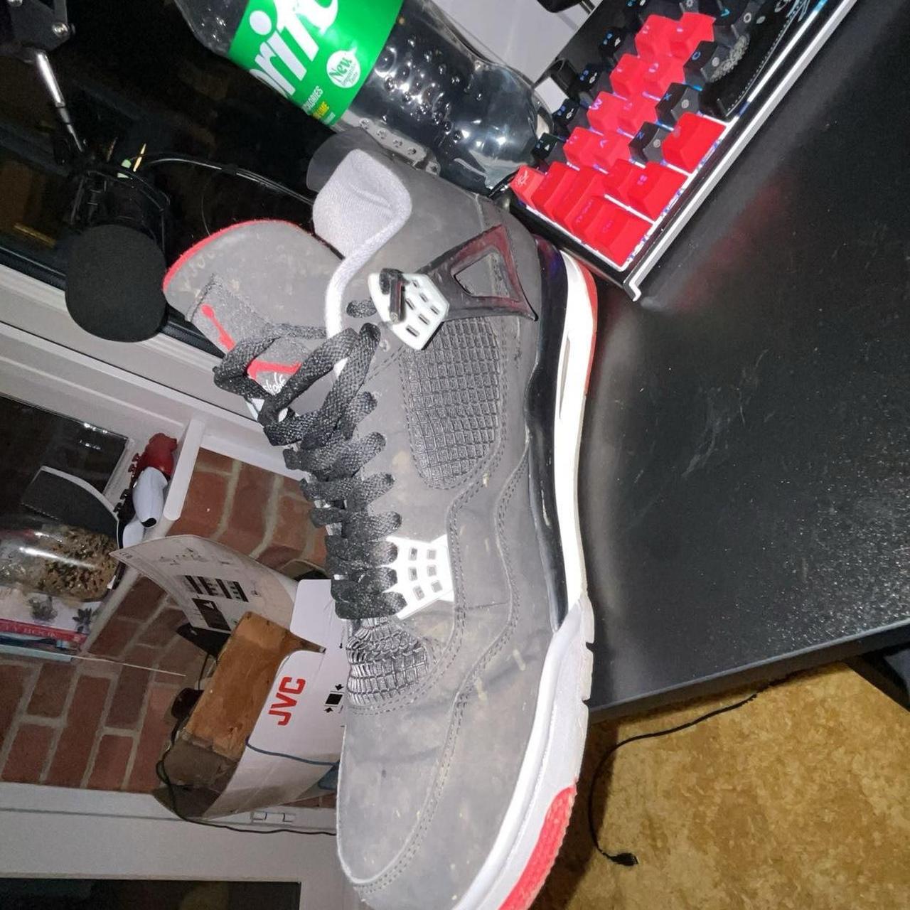 Jordan 4 bred with slight damage as shown in the 7th... - Depop
