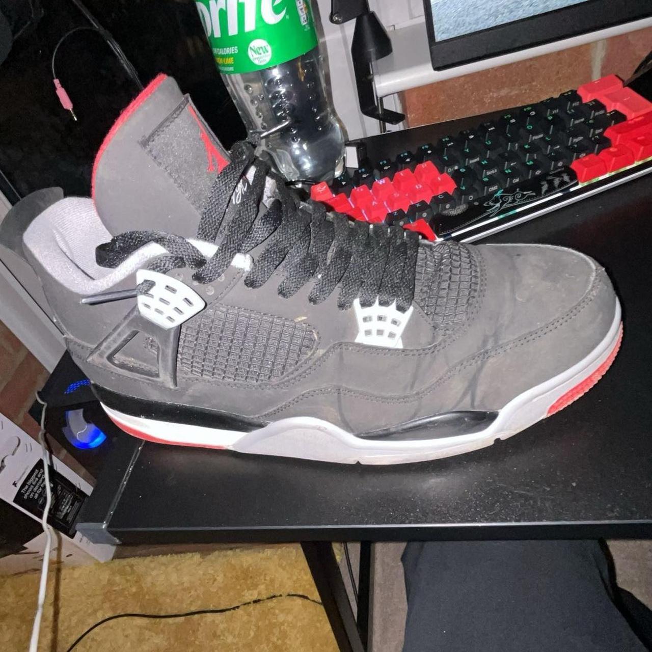 Jordan 4 bred with slight damage as shown in the 7th... - Depop