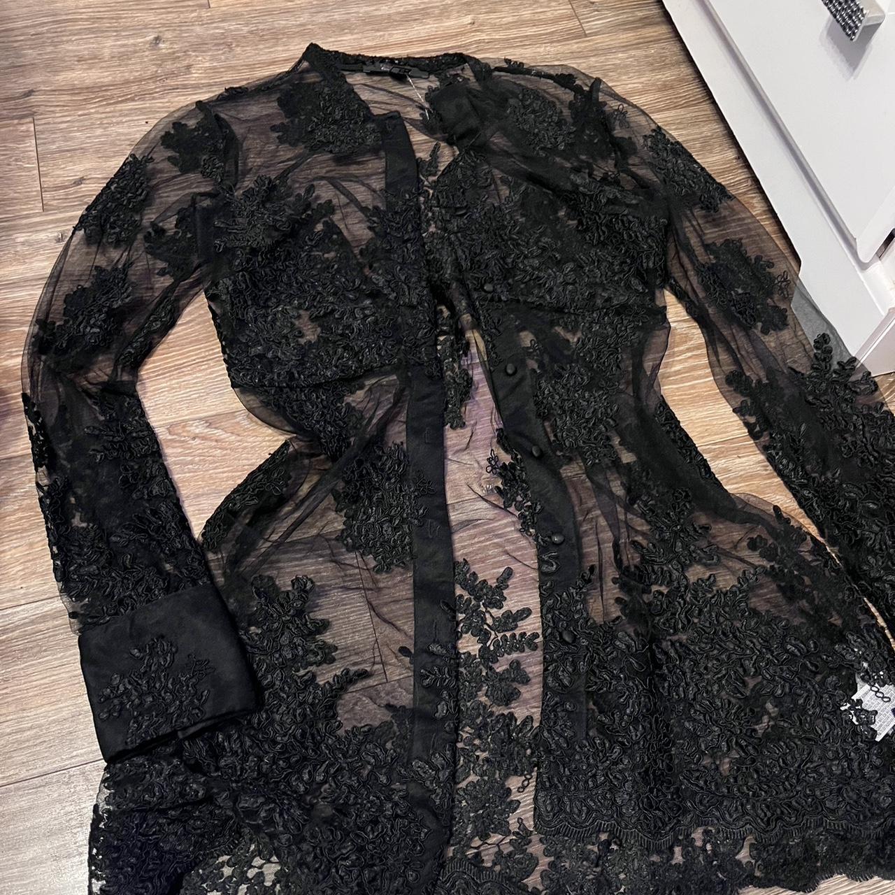 Forever 21 mesh see-through flower cover up... - Depop