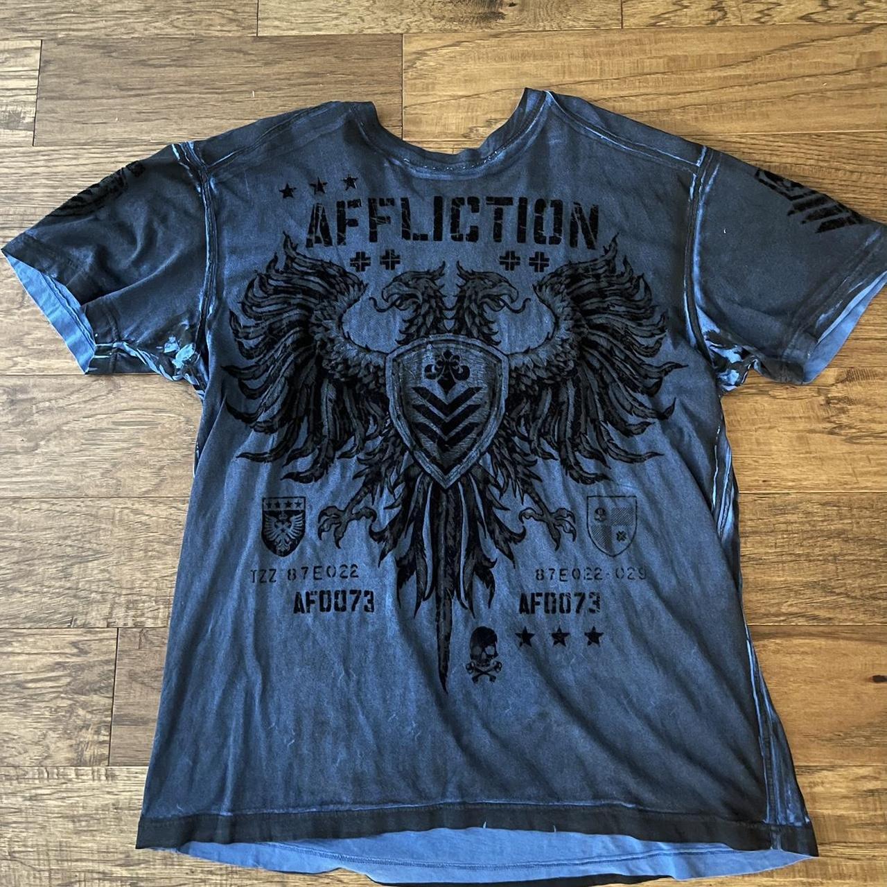 Affliction navy blue t shirt in a 2XL - Depop