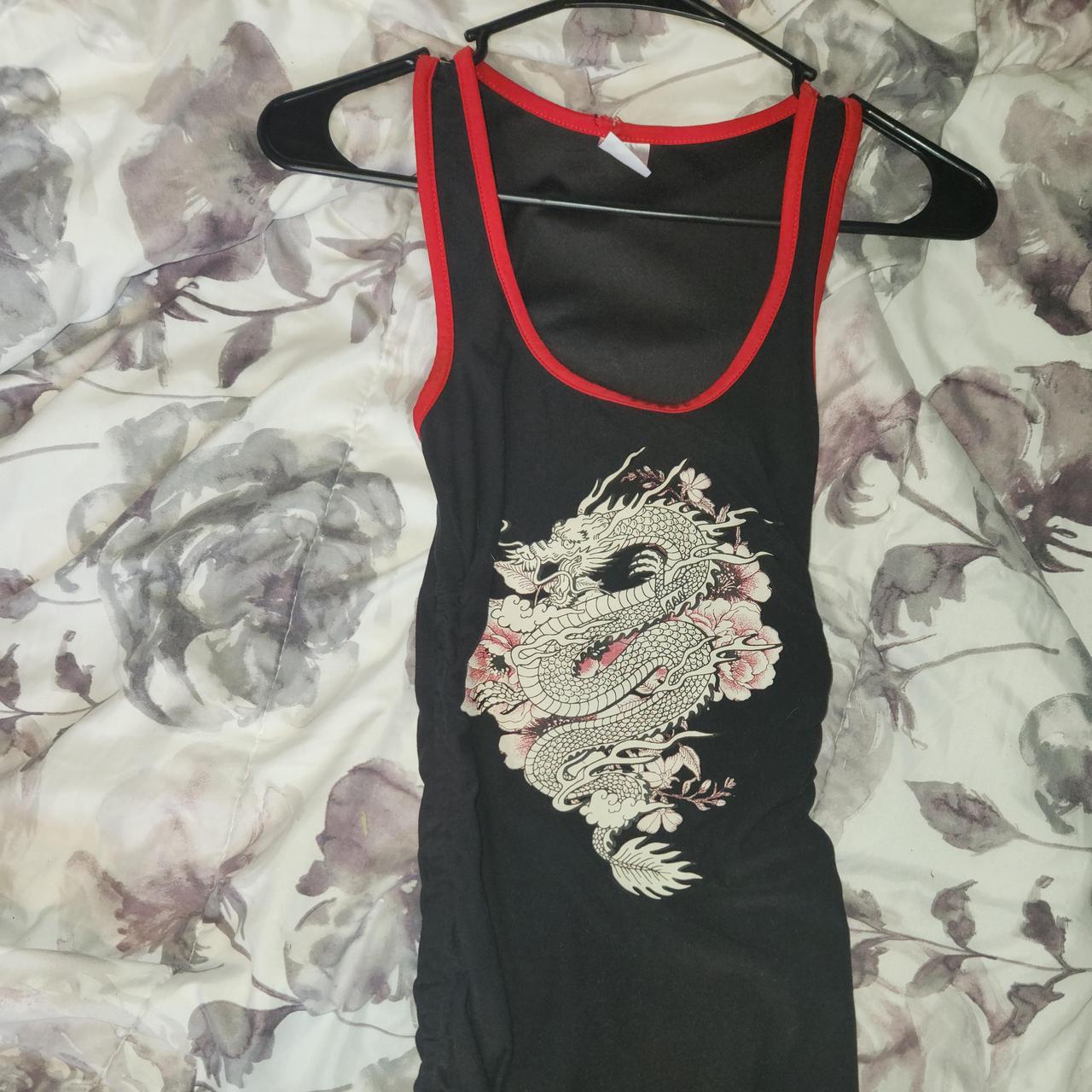 Black & red dragon tank top dress #goth #grunge #alt | Depop