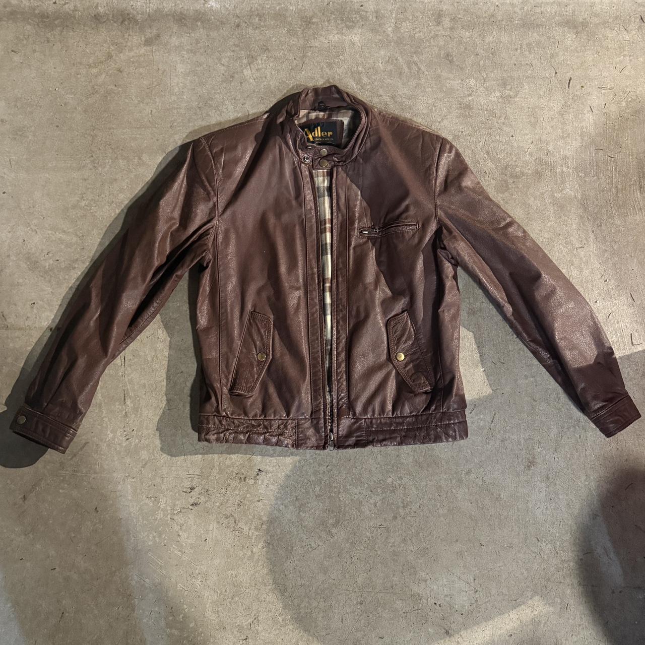 vintage brown adler leather jacket fits like medium - Depop